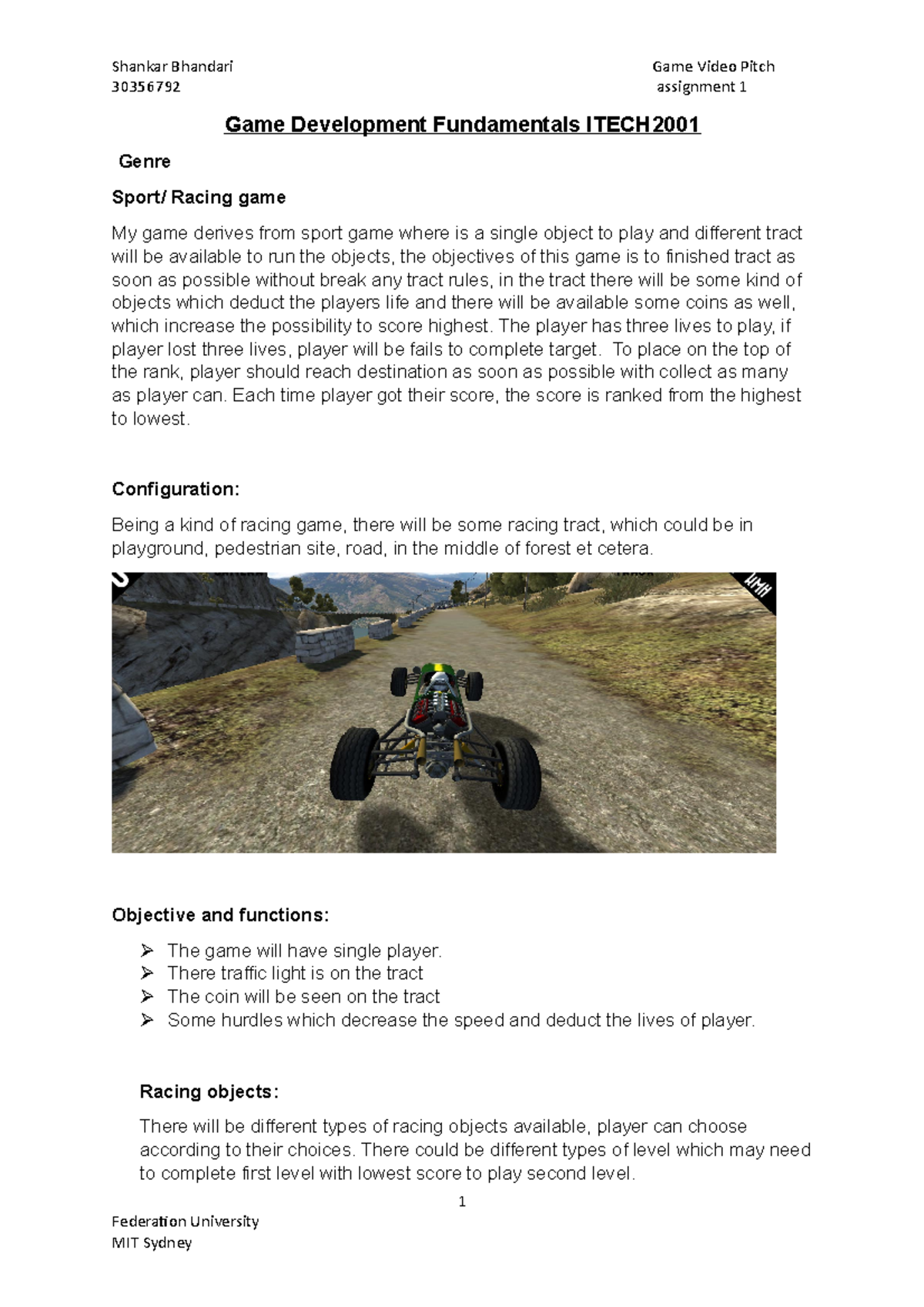 Game Development Fundamentals ITECH2001 - Shankar Bhandari Game Video Pitch 30356792 assignment ...