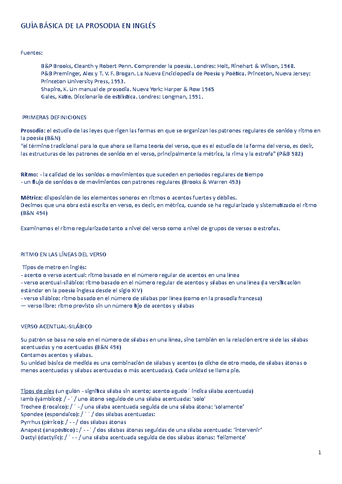 Prosodia - GUÍA BÁSICA DE LA PROSODIA EN INGLÉS Fuentes: B&P Brooks ...