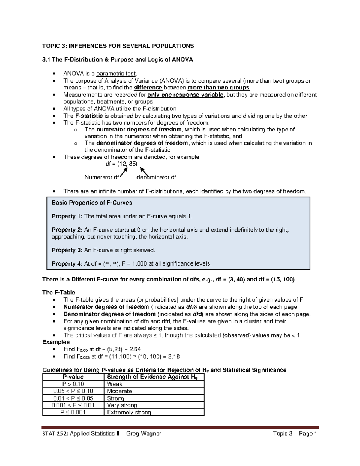 STAT 252-Notes-Topic 3-Inferences for Several Populations - TOPIC 3 ...