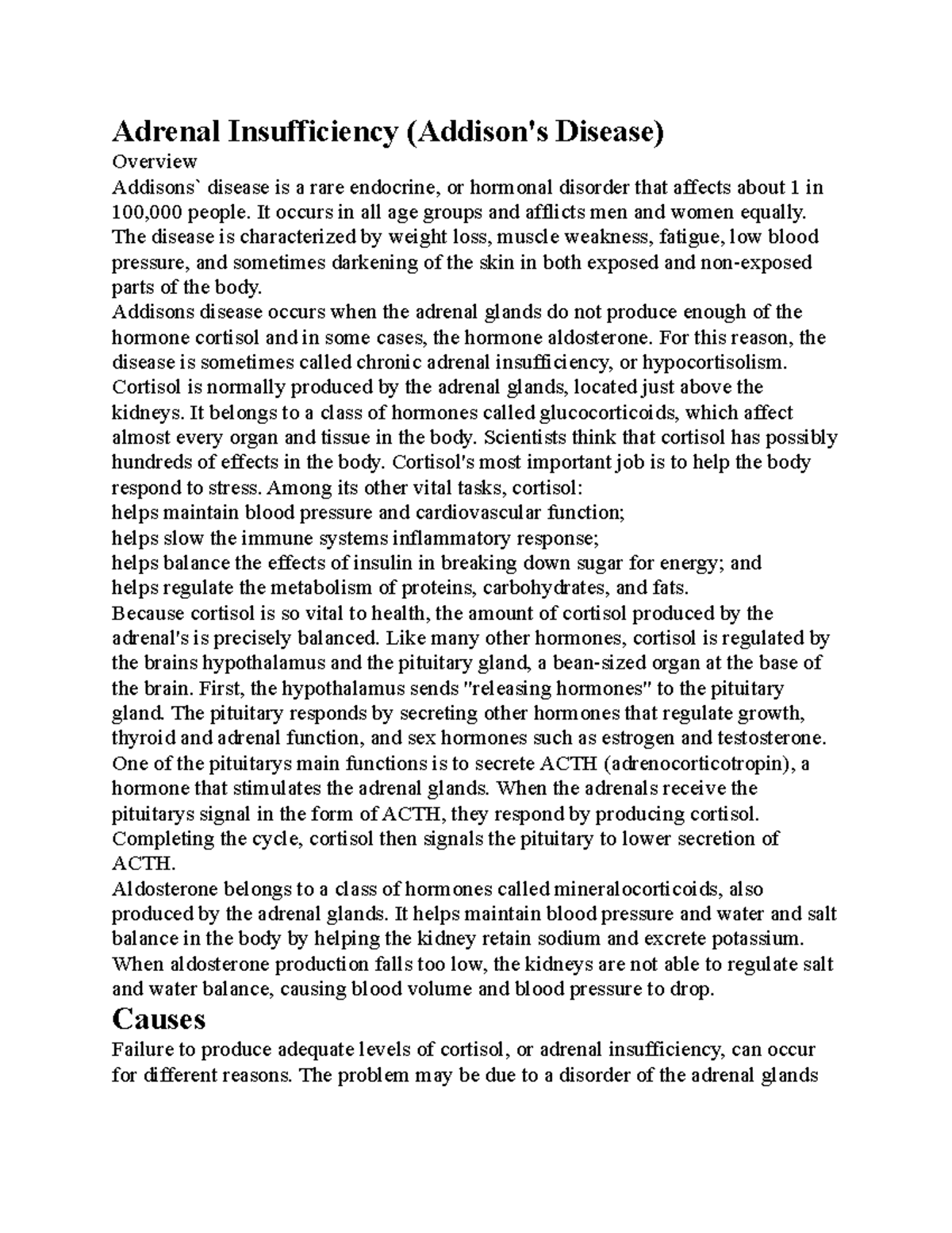 002b3 - Adrenal Insufficiency - Adrenal Insufficiency (Addison's ...