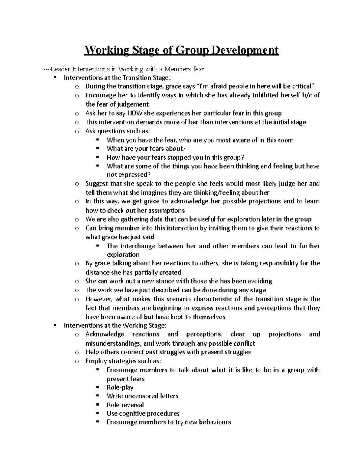 Week 8- Working Stage of Group Development - Working Stage of Group ...