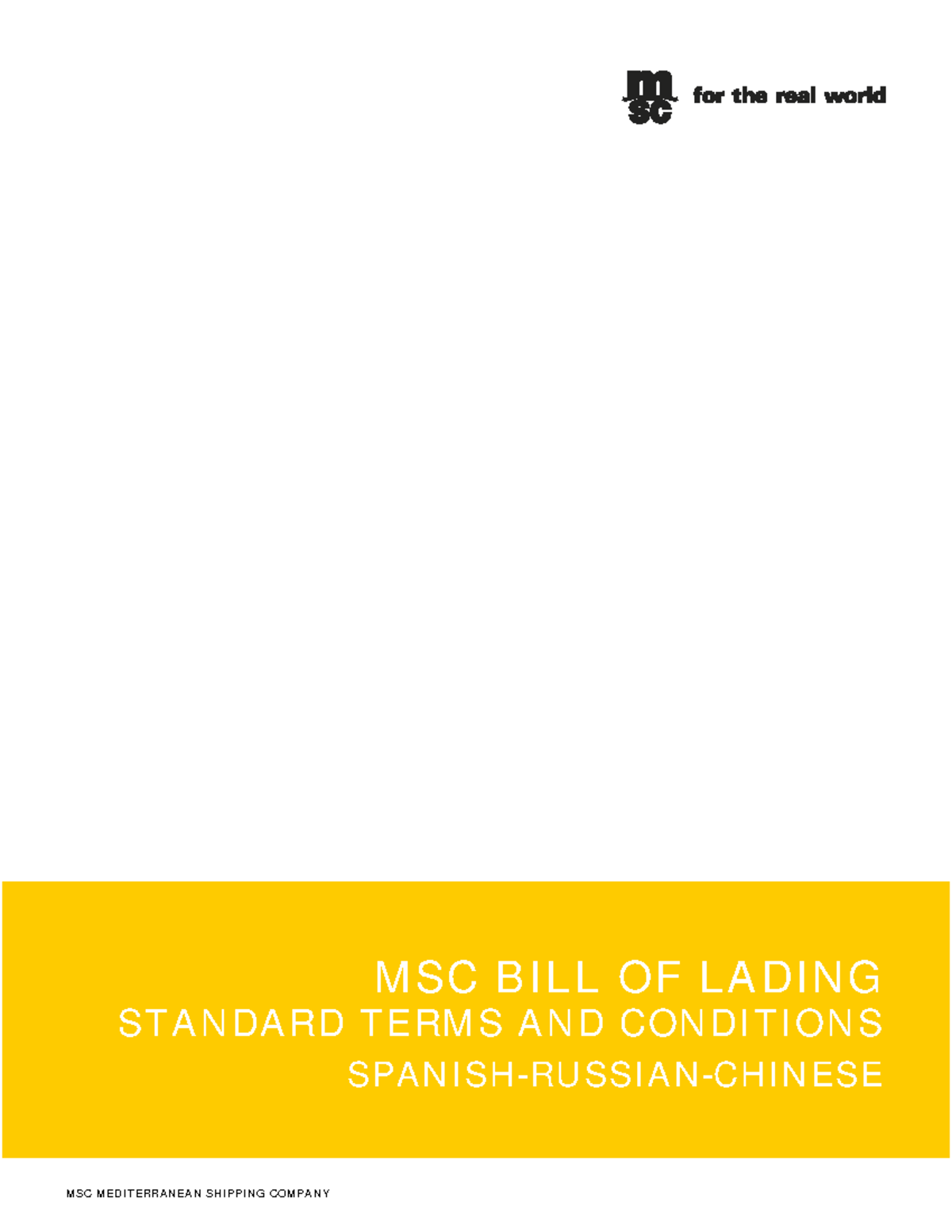 BL Standard T&C (Spanish-Russian-Chinese) - MSC MEDITERRANEAN SHIPPING ...