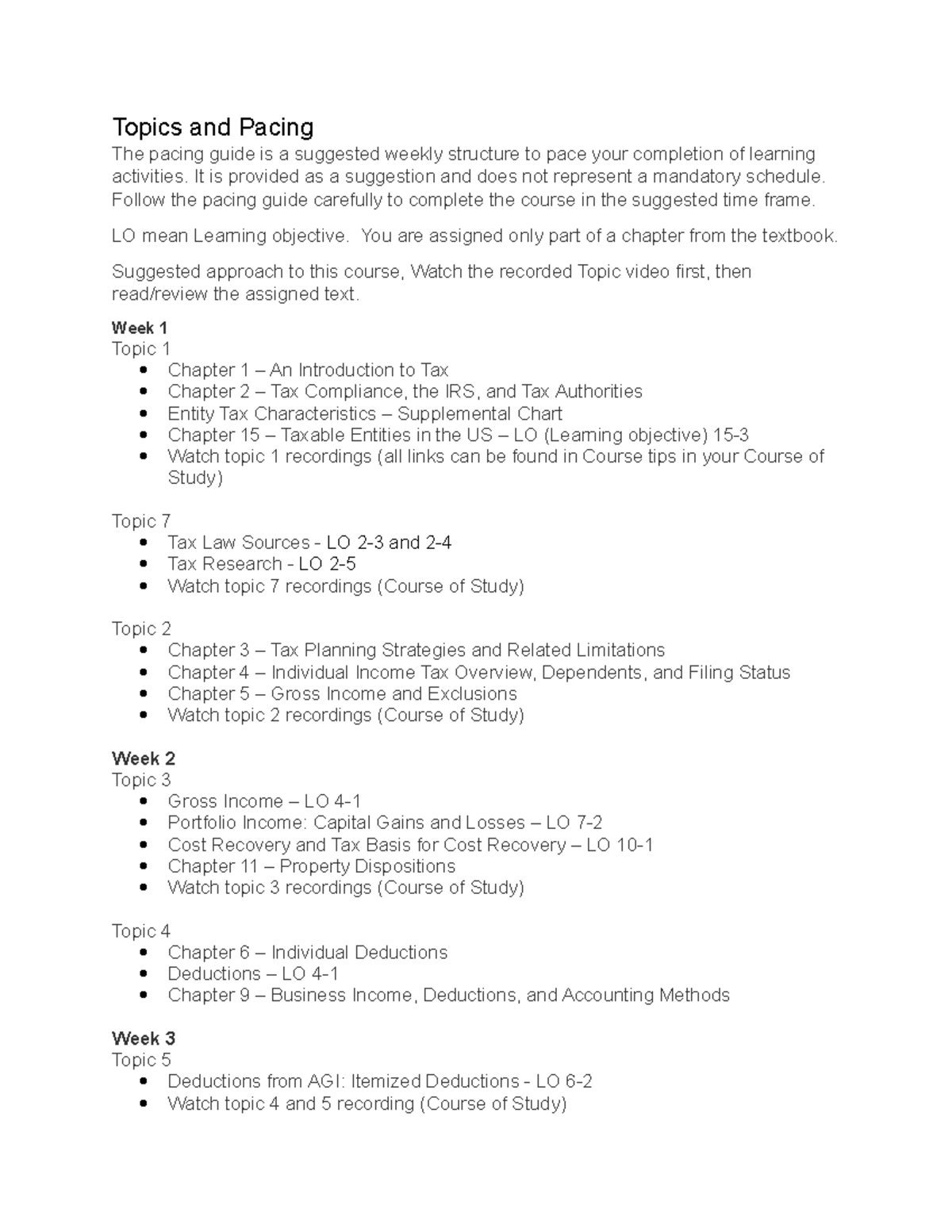 C237 Suggested Pacing Guide - Topics and Pacing The pacing guide is a ...
