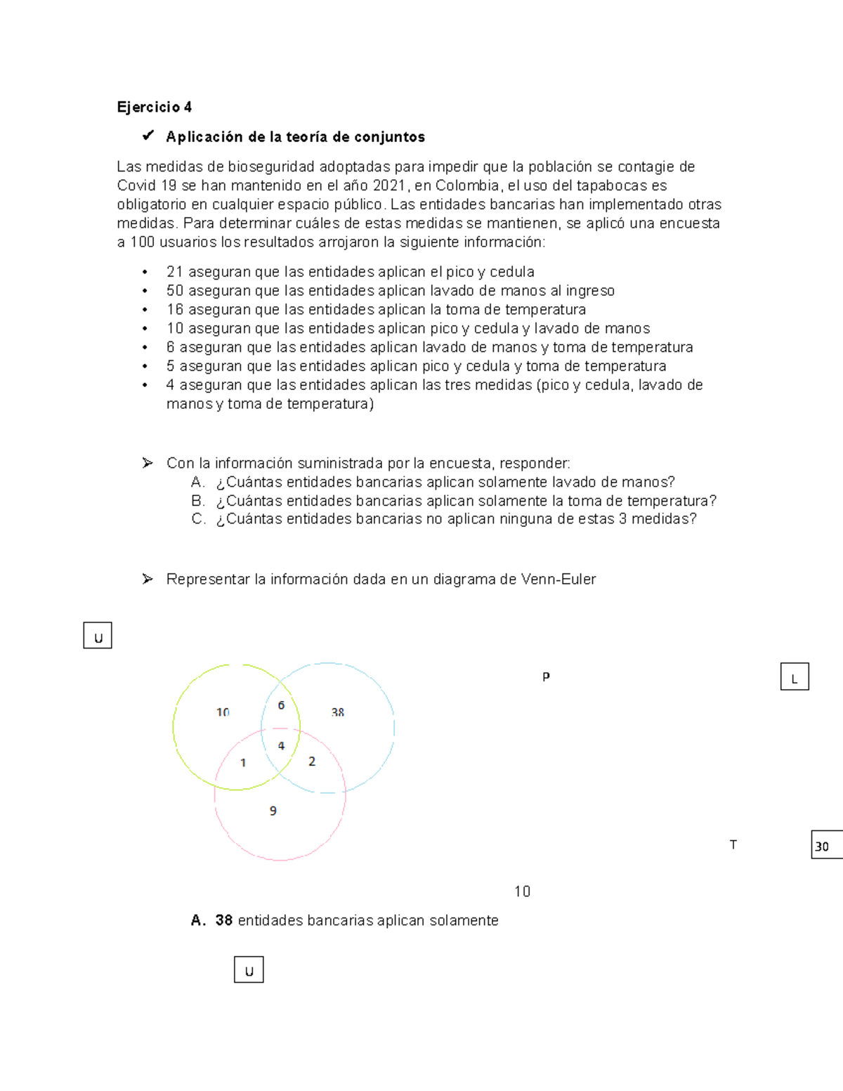 Ejercicio 4 Unidad 3 Wendy Pedraza - Ejercicio 4 Aplicación de la teoría de conjuntos Las ...