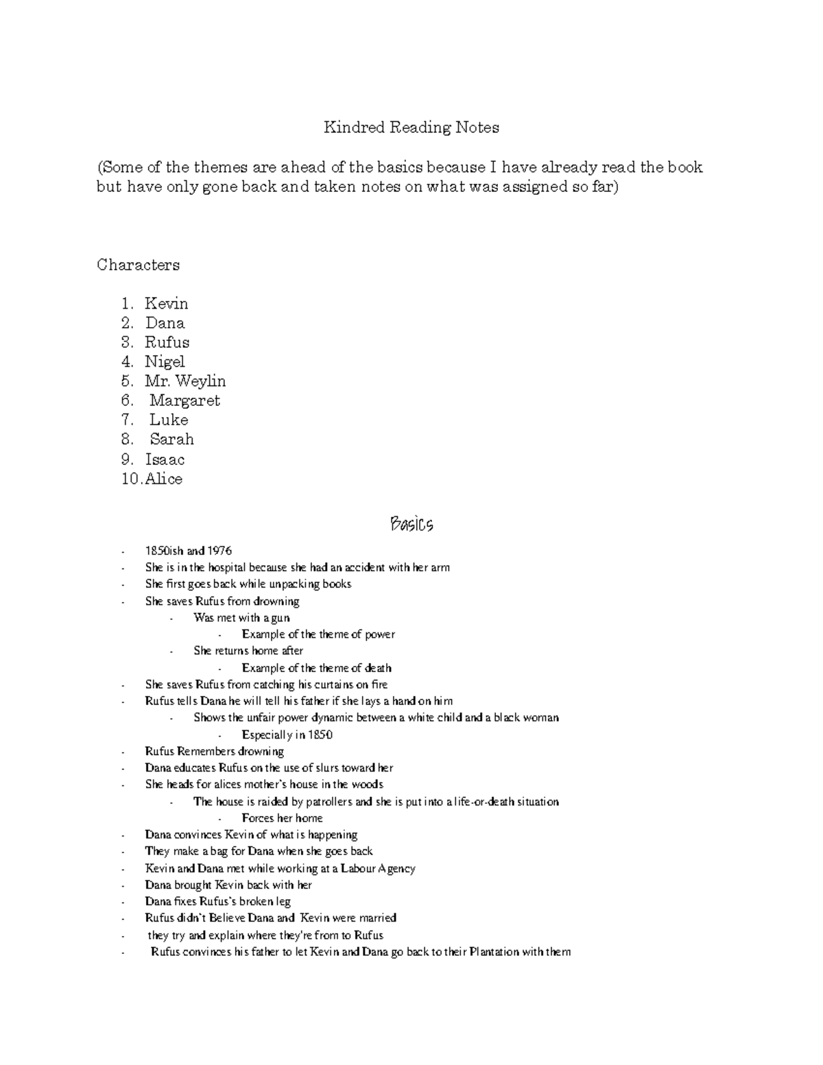 Untitled document-2 - reading notes - Kindred - Kindred Reading Notes ...