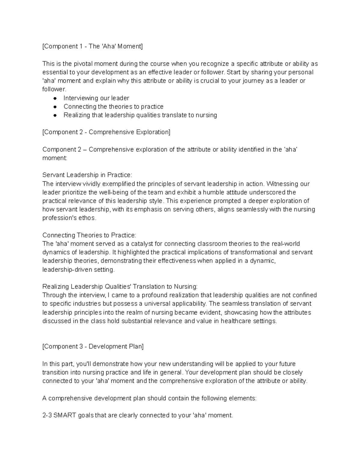 Leadership Development Portfolio - [Component 1 - The 'Aha' Moment ...