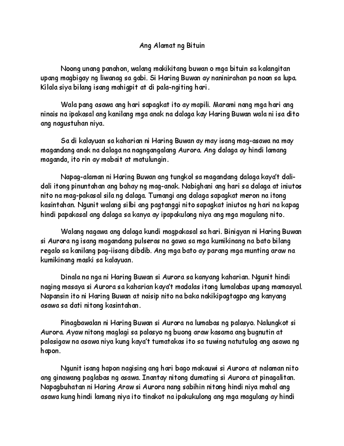 Alamat-ng-bituin compress - Ang Alamat ng Bituin Noong unang panahon ...