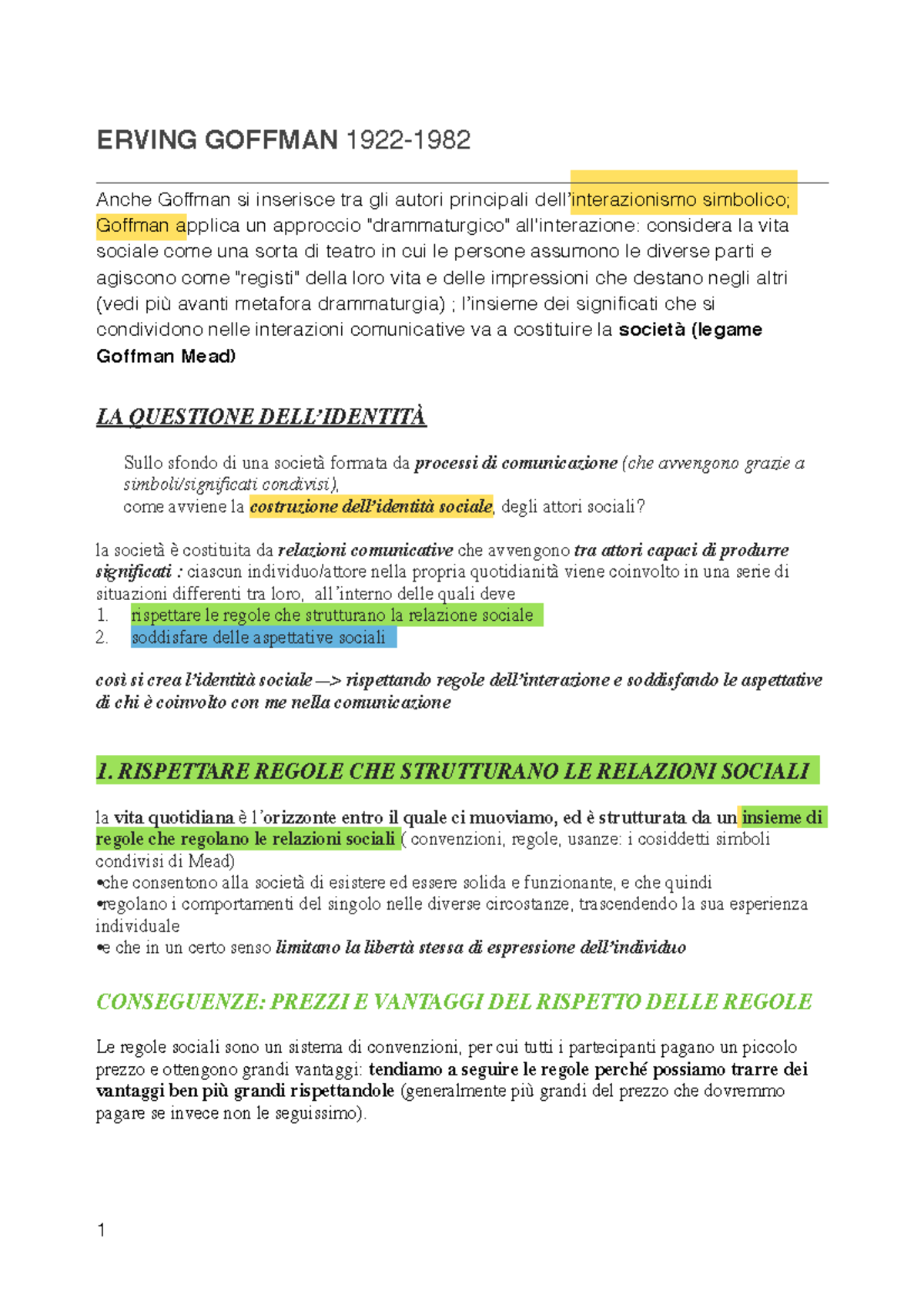 Erving Goffman, appunti riassuntivi - ERVING GOFFMAN 1922- Anche ...