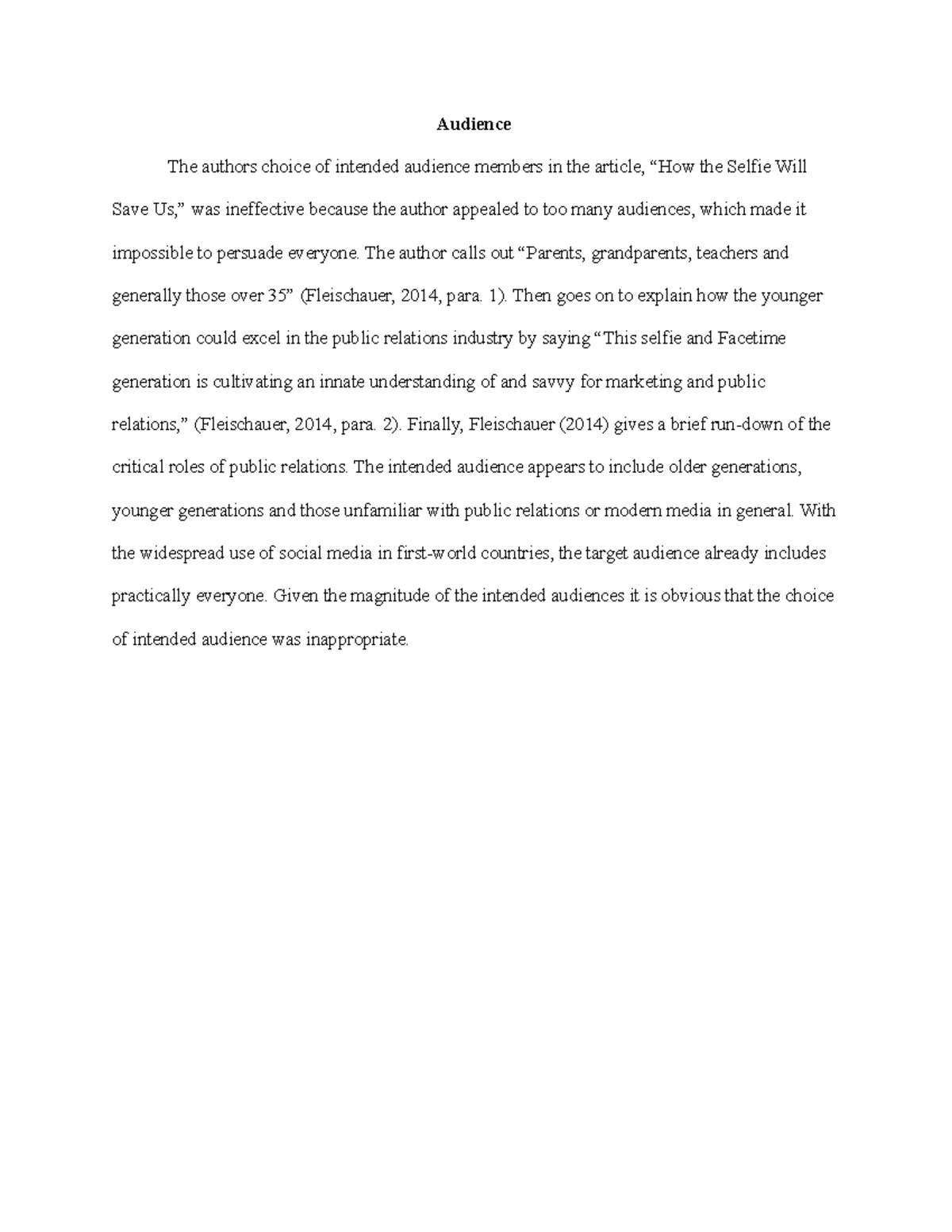 Audience Para. ENG-105 - Audience The authors choice of intended ...