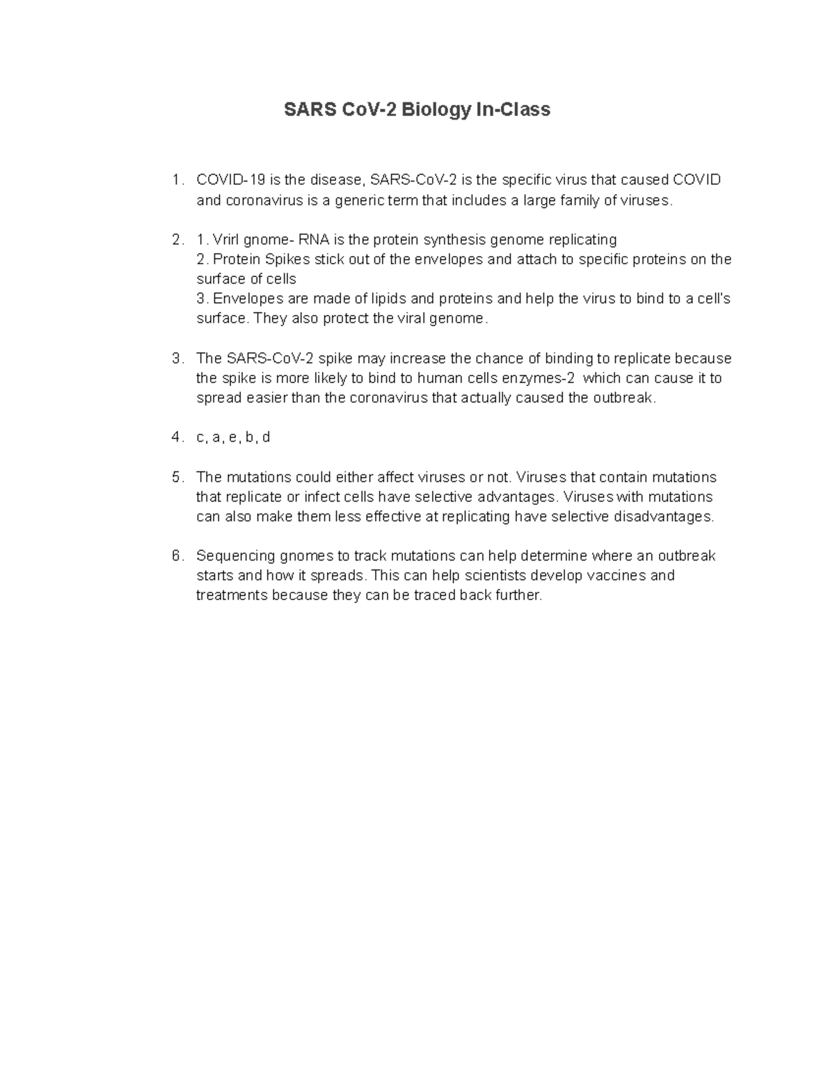 SARS Co V-2 Biology In-Class - SARS CoV-2 Biology In-Class COVID-19 is ...