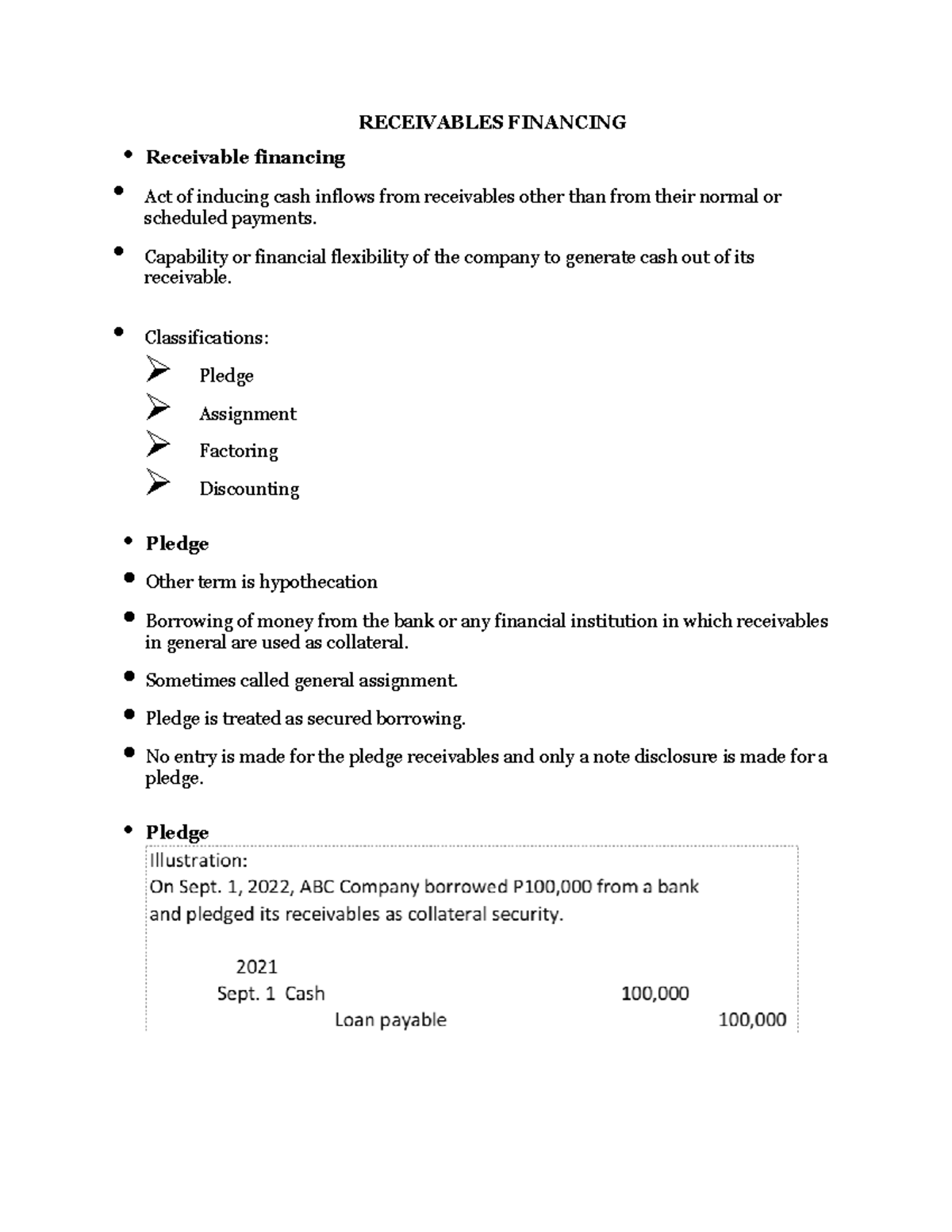 Receivable Financing - dwswdwdww - RECEIVABLES FINANCING • Receivable ...