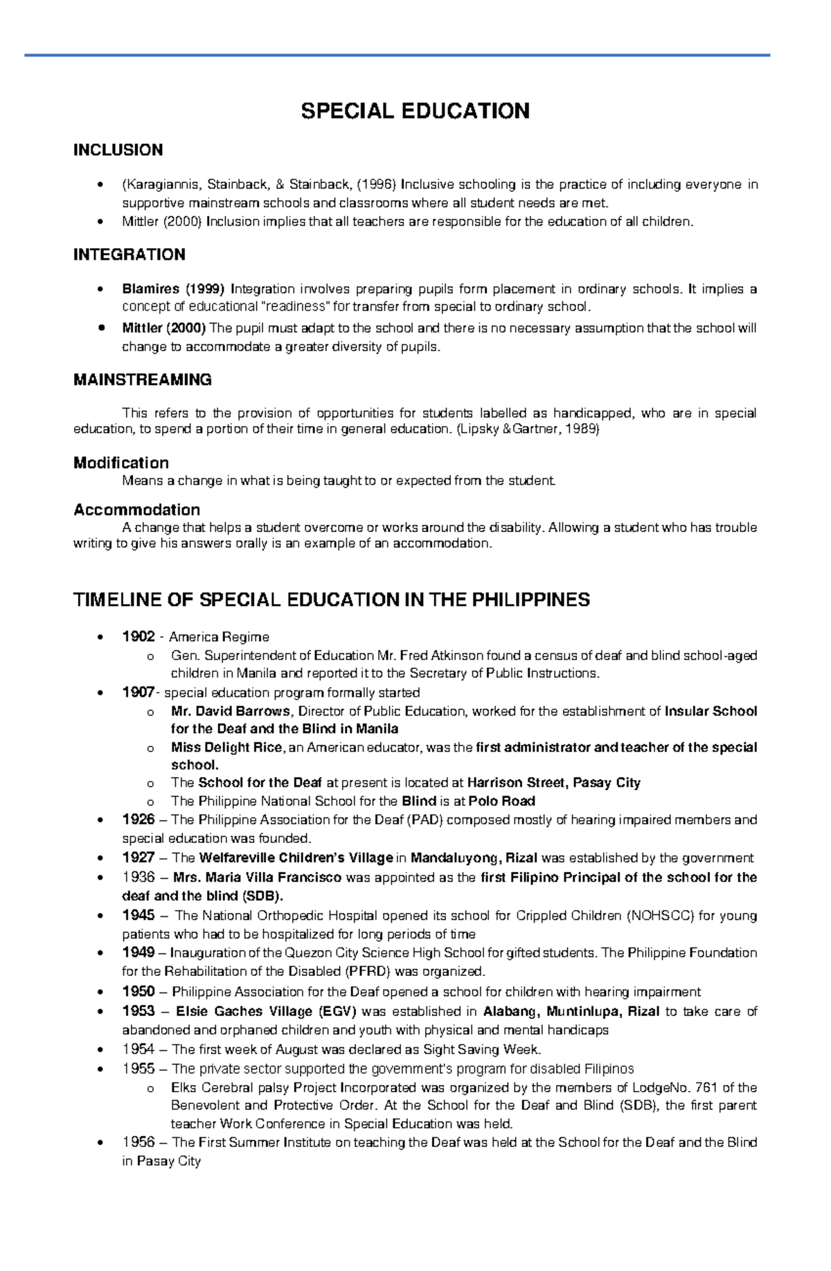 Additional Readings MCE - SPECIAL EDUCATION INCLUSION • (Karagiannis ...