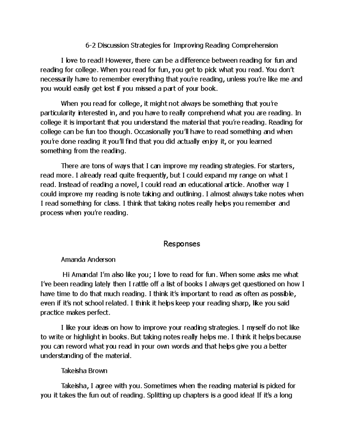 6-2 discussion reading strat - Discussion Strategies for Improving ...