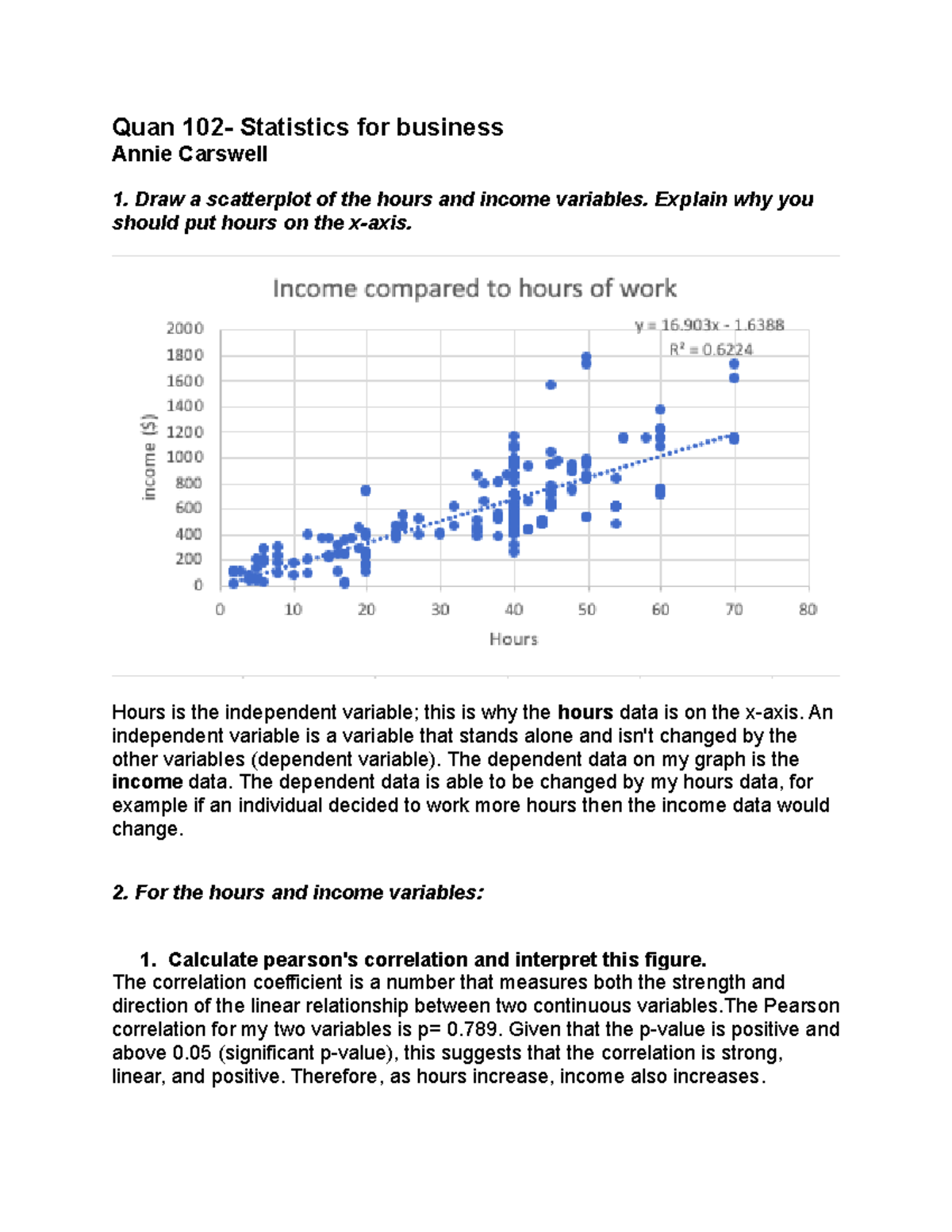 Assignment 2 QUAN 102- carsweanni - Quan 102- Statistics for business Annie Carswell 1. Draw a ...