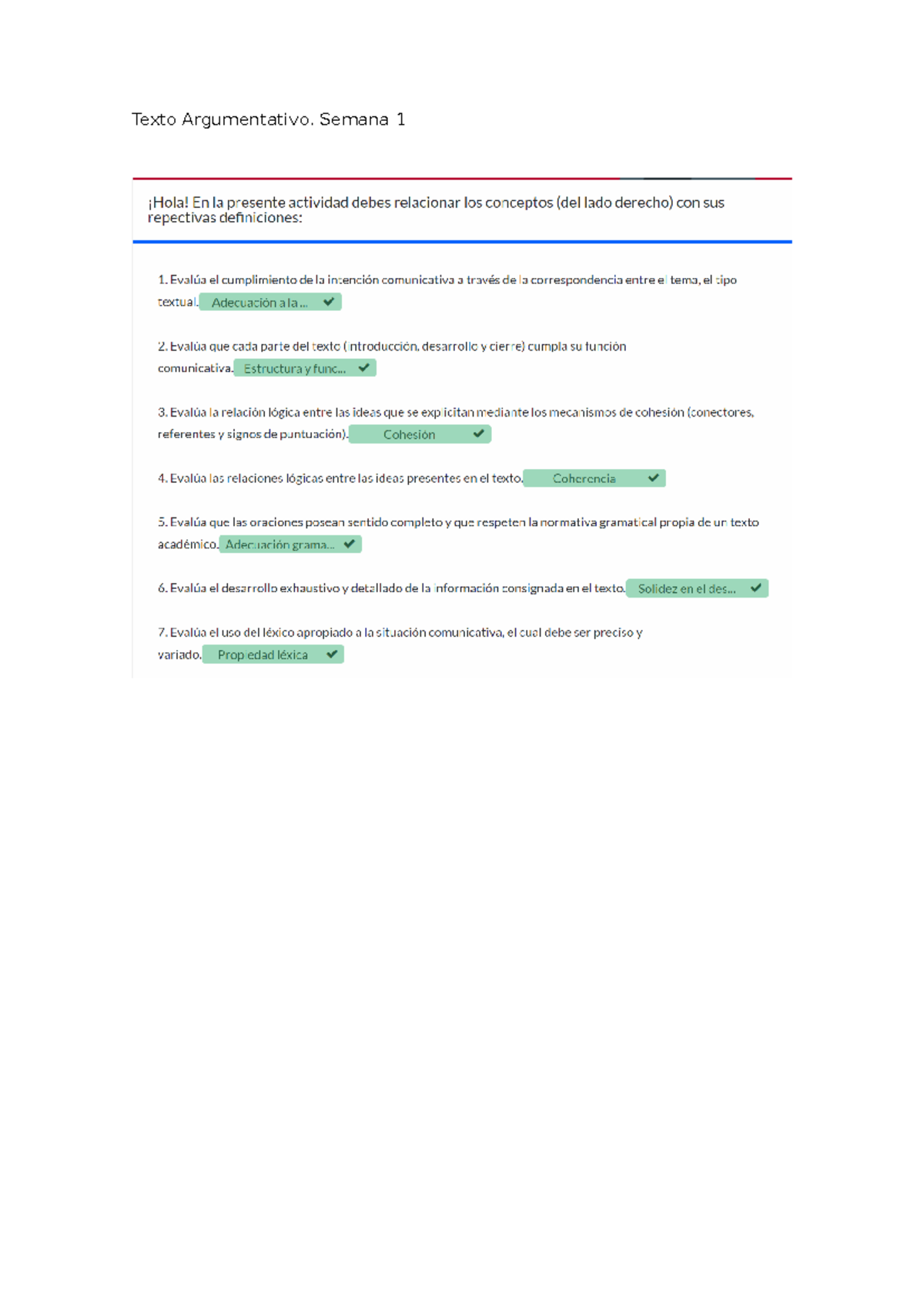 Texto Argumentativo - Comprensión y redacción de textos - Semana - Studocu
