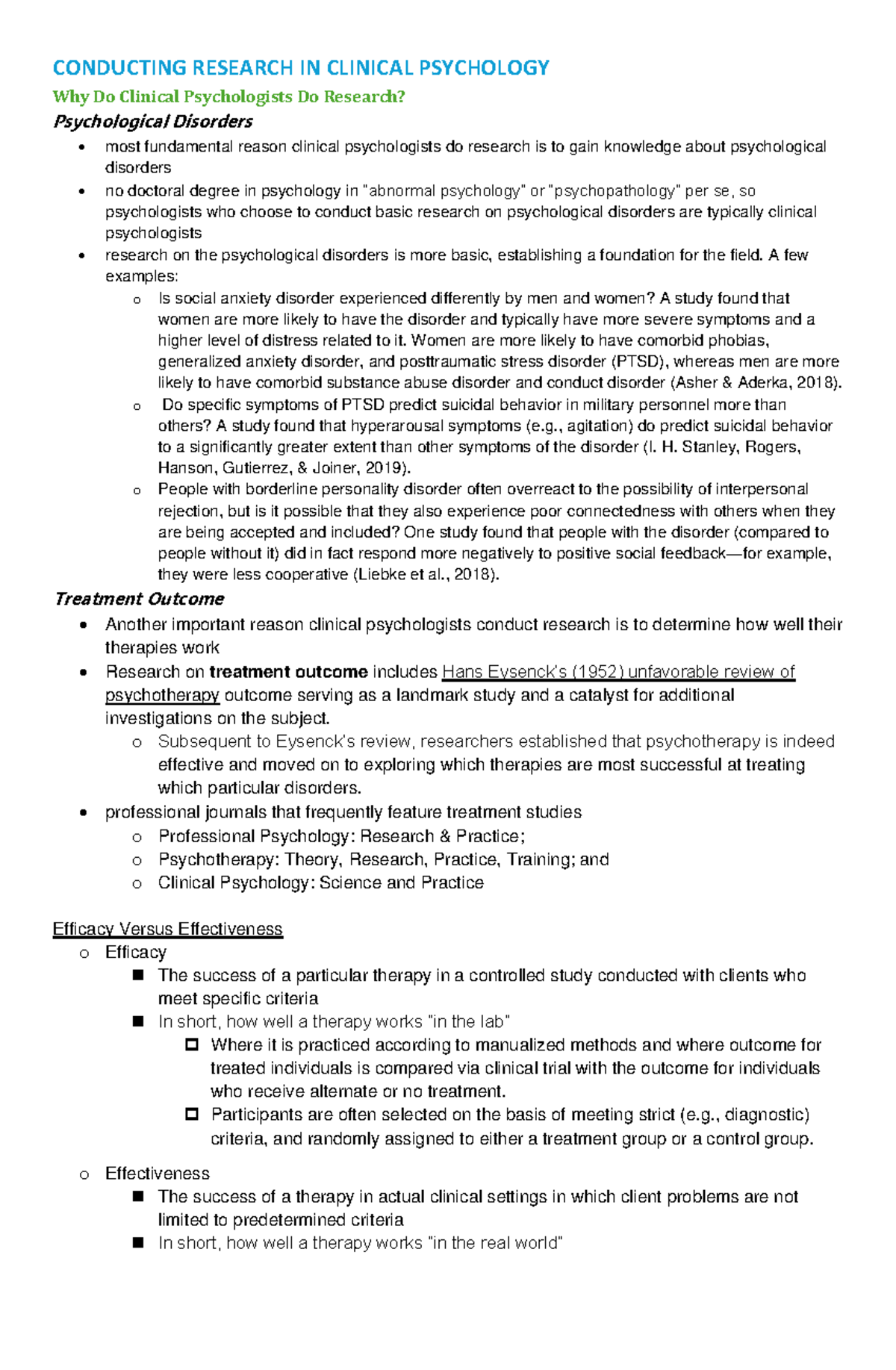 Clin Psy Chap 6 - Clinical Psychology - CONDUCTING RESEARCH IN CLINICAL ...