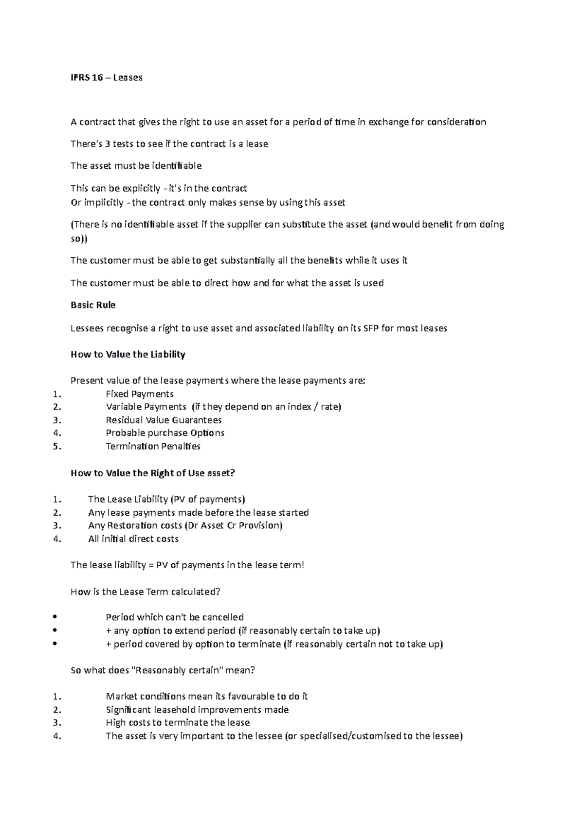 IFRS 16 Leases IFRS 16 Summary IFRS 16 Leases A Contract That