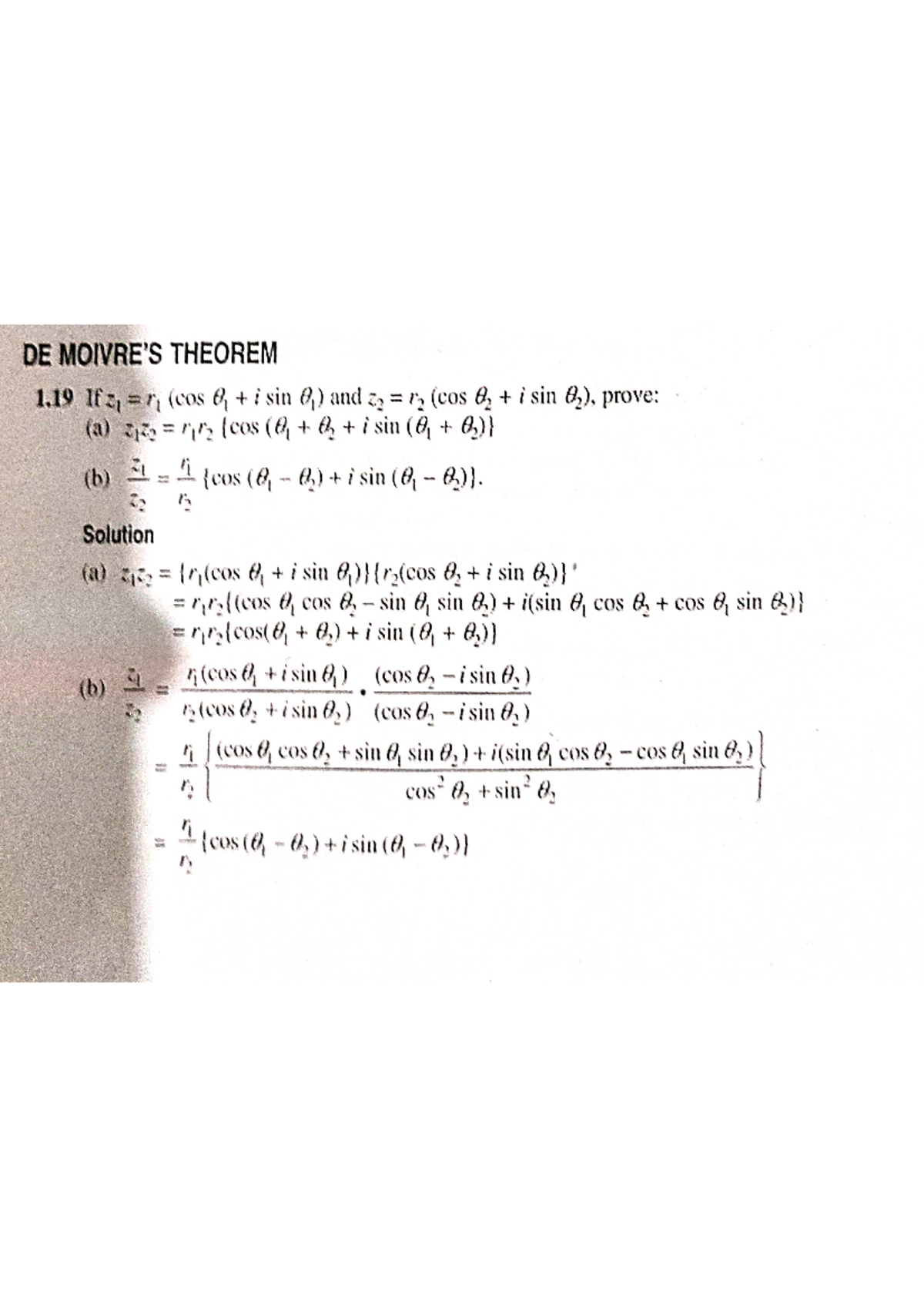 5 de moivre's thrm proof - Complex analysis - Studocu