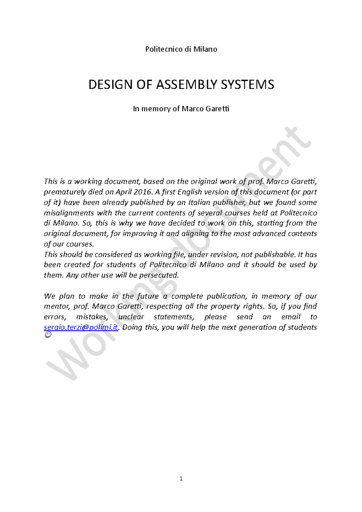 Design of production systems - Part 3 - Politecnico di Milano DESIGN OF ...