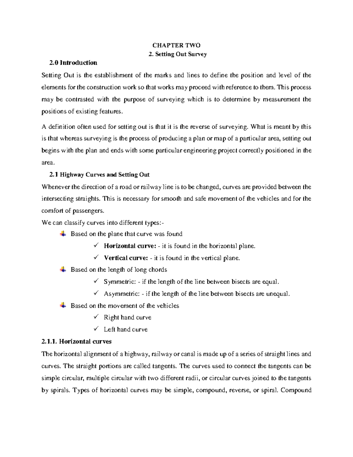 Chapter 2. Setting out surveying - CHAPTER TWO 2. Setting Out Survey 2 ...