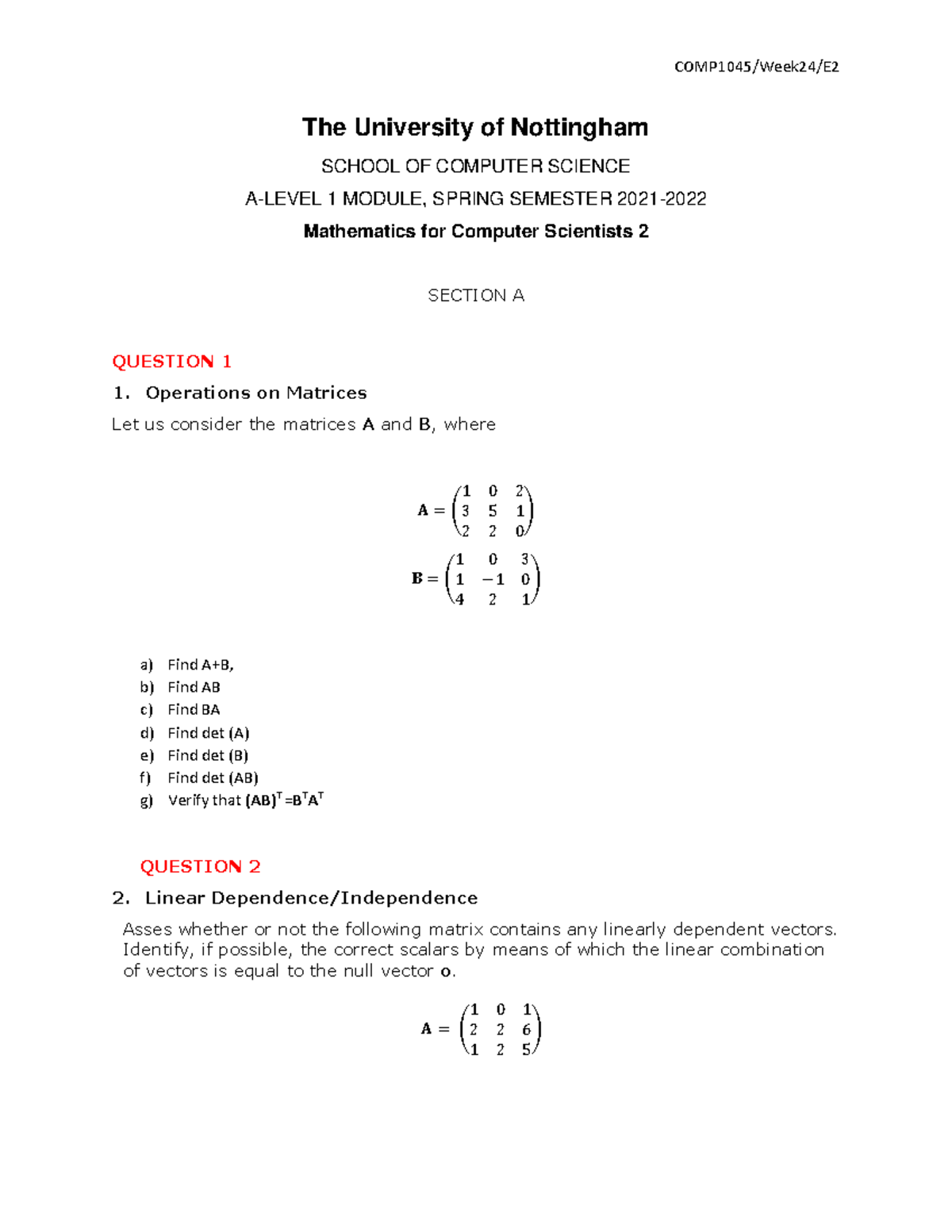 Tutorial 02 - Matrices - Numeric vectors, Matrices, Matrix operations ...