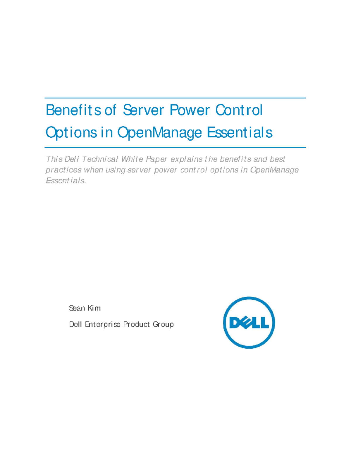 Server Power Control - None - Sean Kim Dell Enterprise Product Group ...