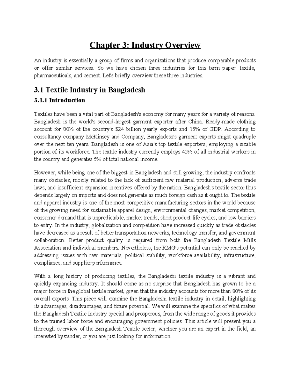 Industry overview mgt - Chapter 3: Industry Overview An industry is ...