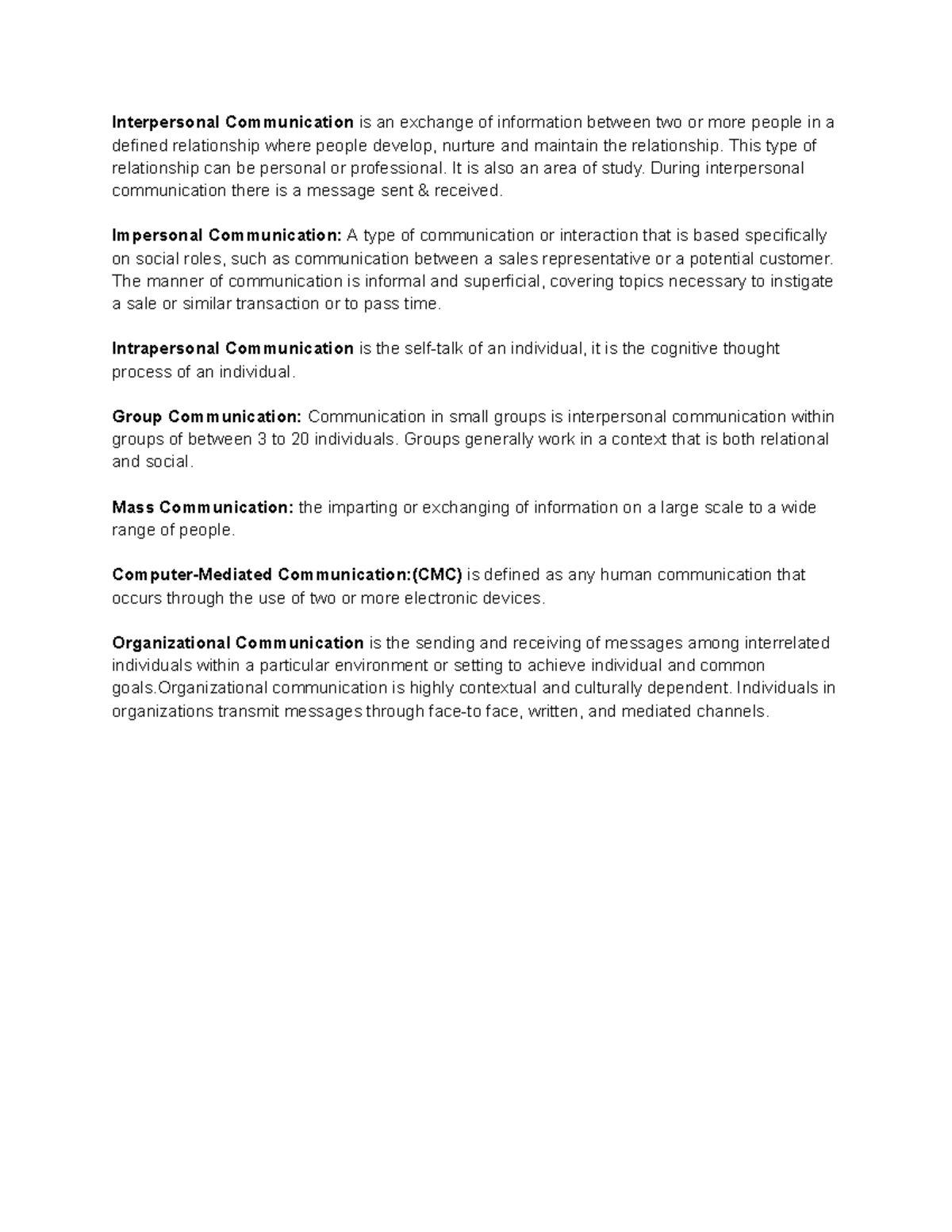 Types of Communication - Interpersonal Communication is an exchange of ...