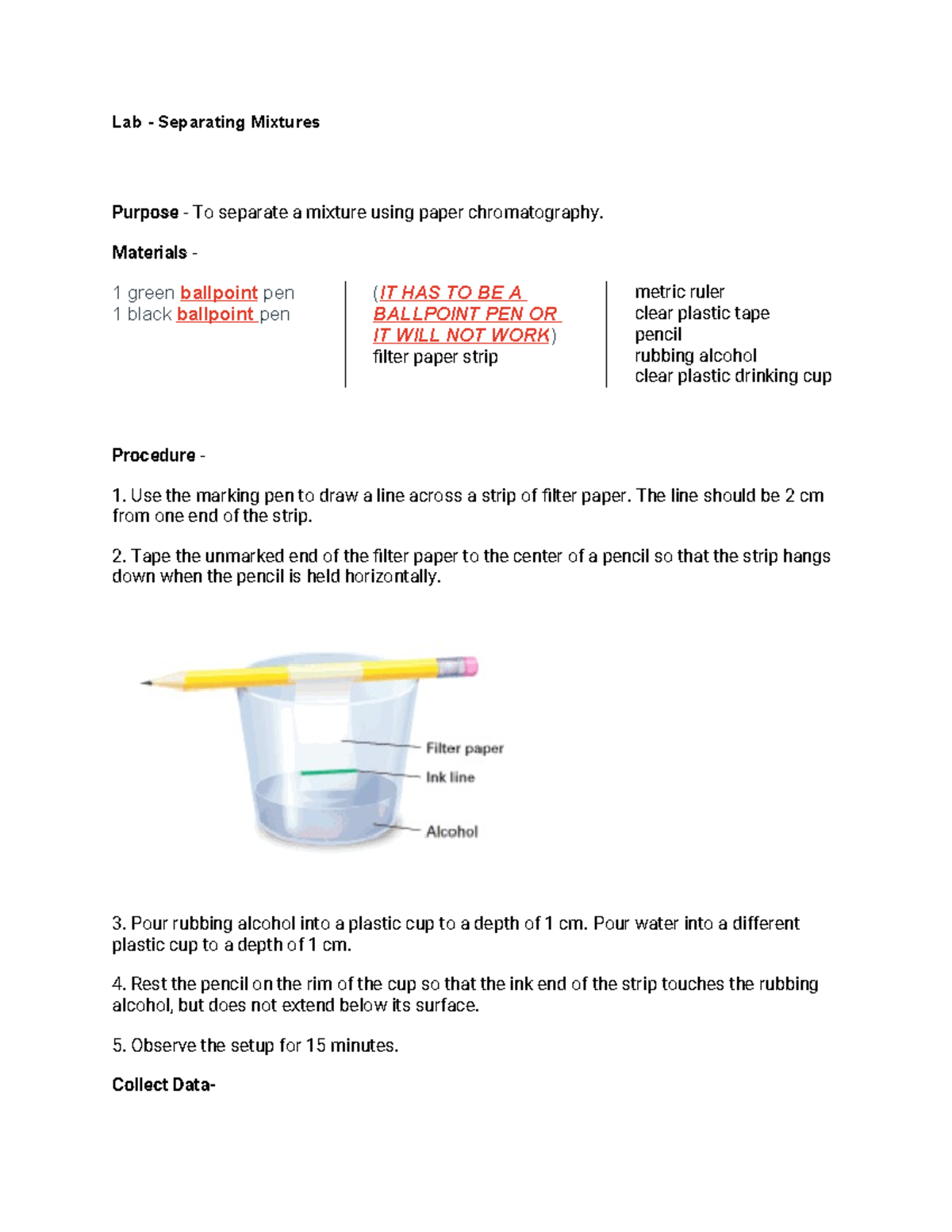 Gage Higley - Lab - Separating Mixtures - Lab - Separating Mixtures ...