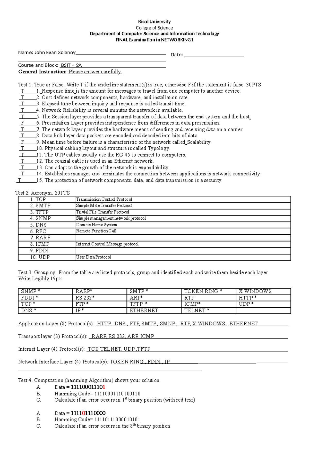 Final exam 2022-converted - Bicol University College of Science ...