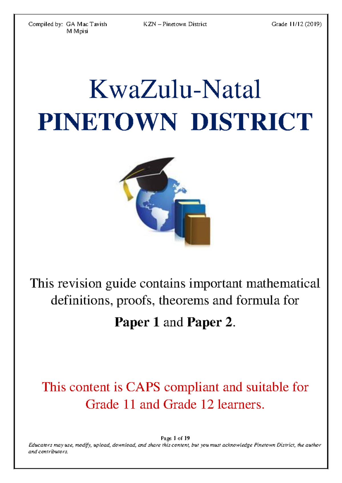 Theorem-Booklet - Euclidean geometry theorems - M Mpisi Page 1 of 19 ...