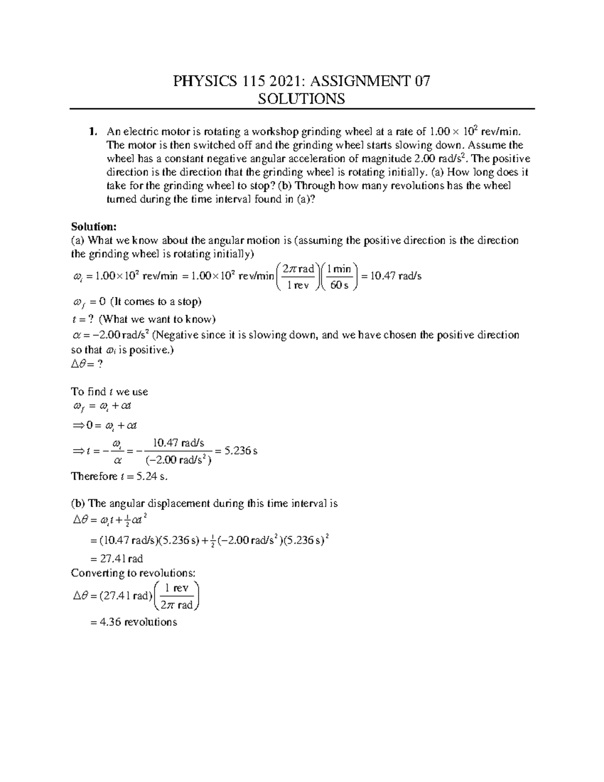 Assignment-07-P115-2021-Solutions - PHYSICS 115 202 1: ASSIGNMENT 07 ...