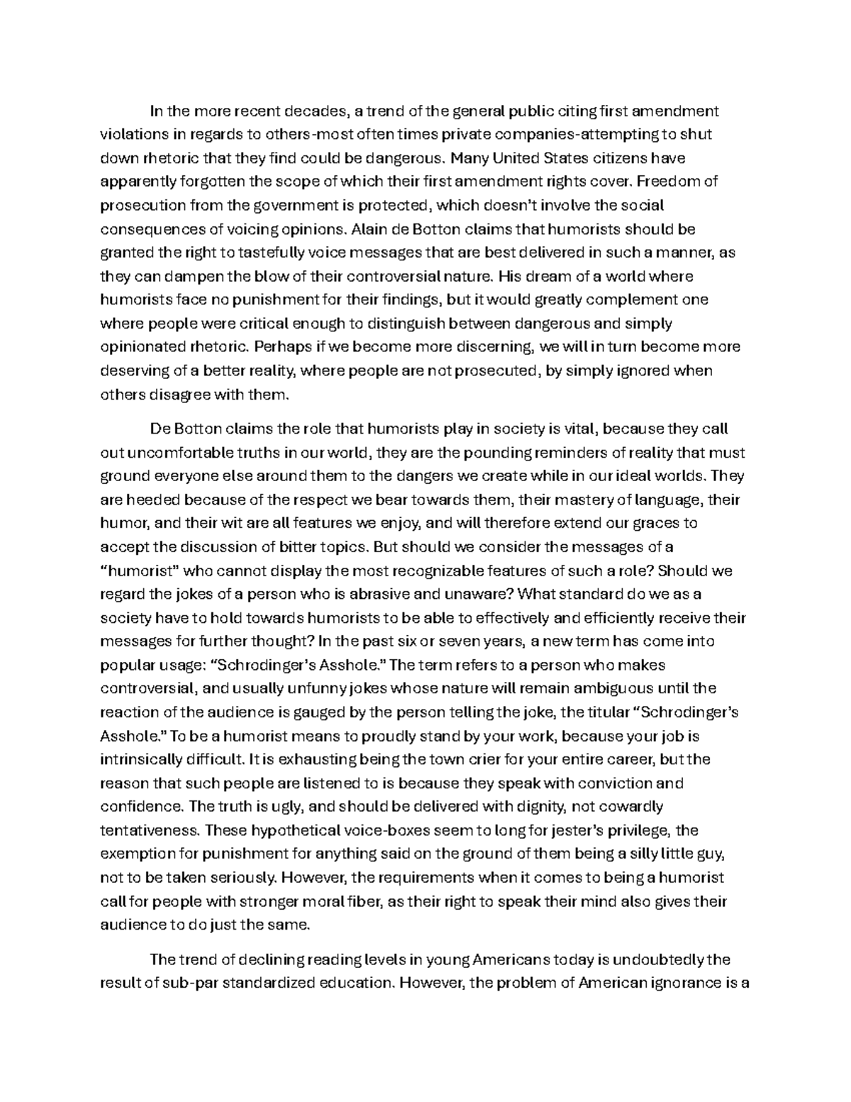 AP LANG 5.11 Assignment - In the more recent decades, a trend of the ...