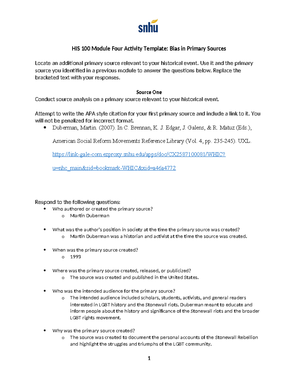 His 100 Activity Bias - HIS 100 Module Four Activity Template: Bias in ...
