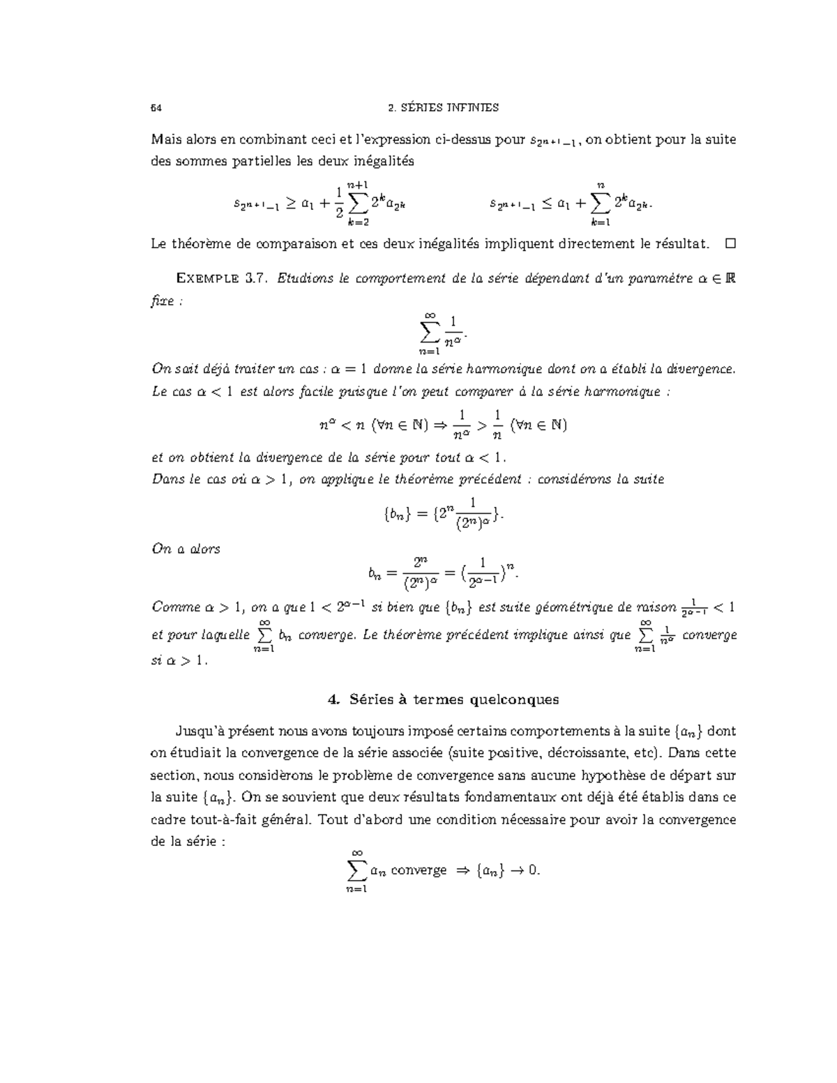 Cours Math Collin Analyse-22 - 64 2. S ́ERIES INFINIES Mais alors en ...