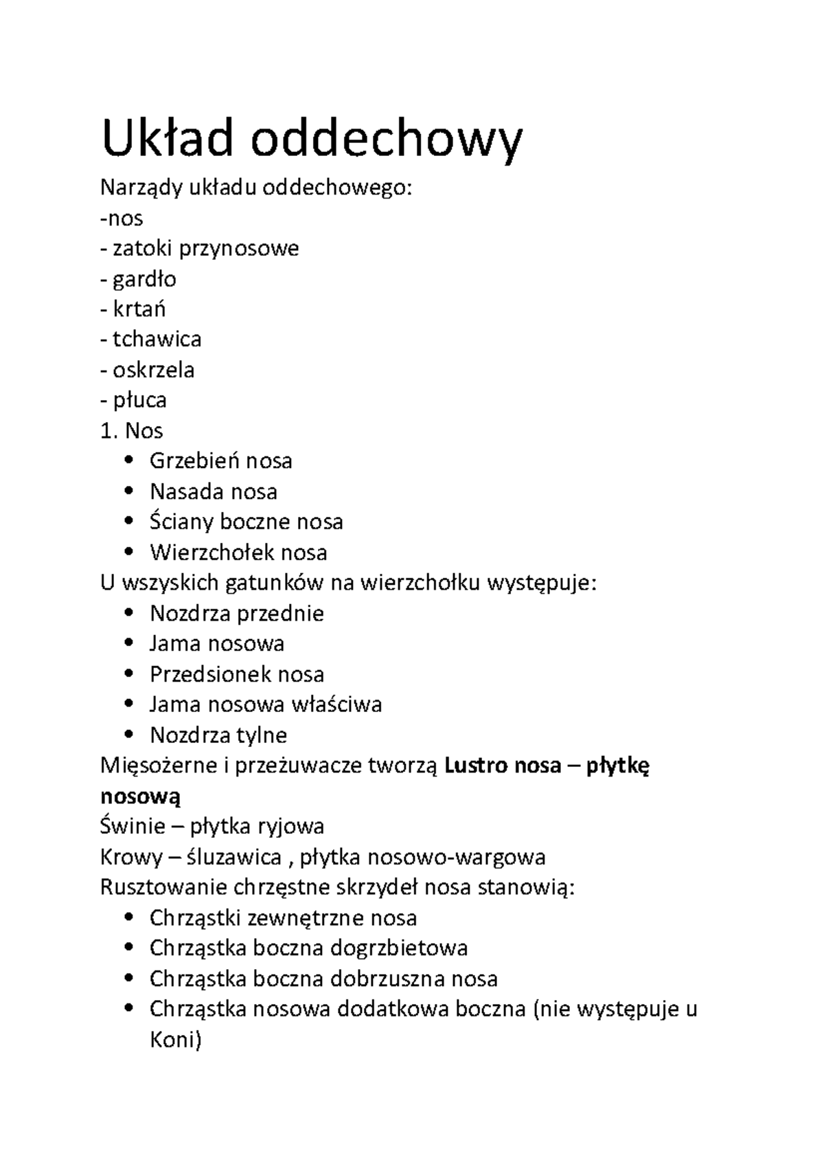 Anatomia-dokument - uklad oddechowy - Układ oddechowy Narządy układu ...