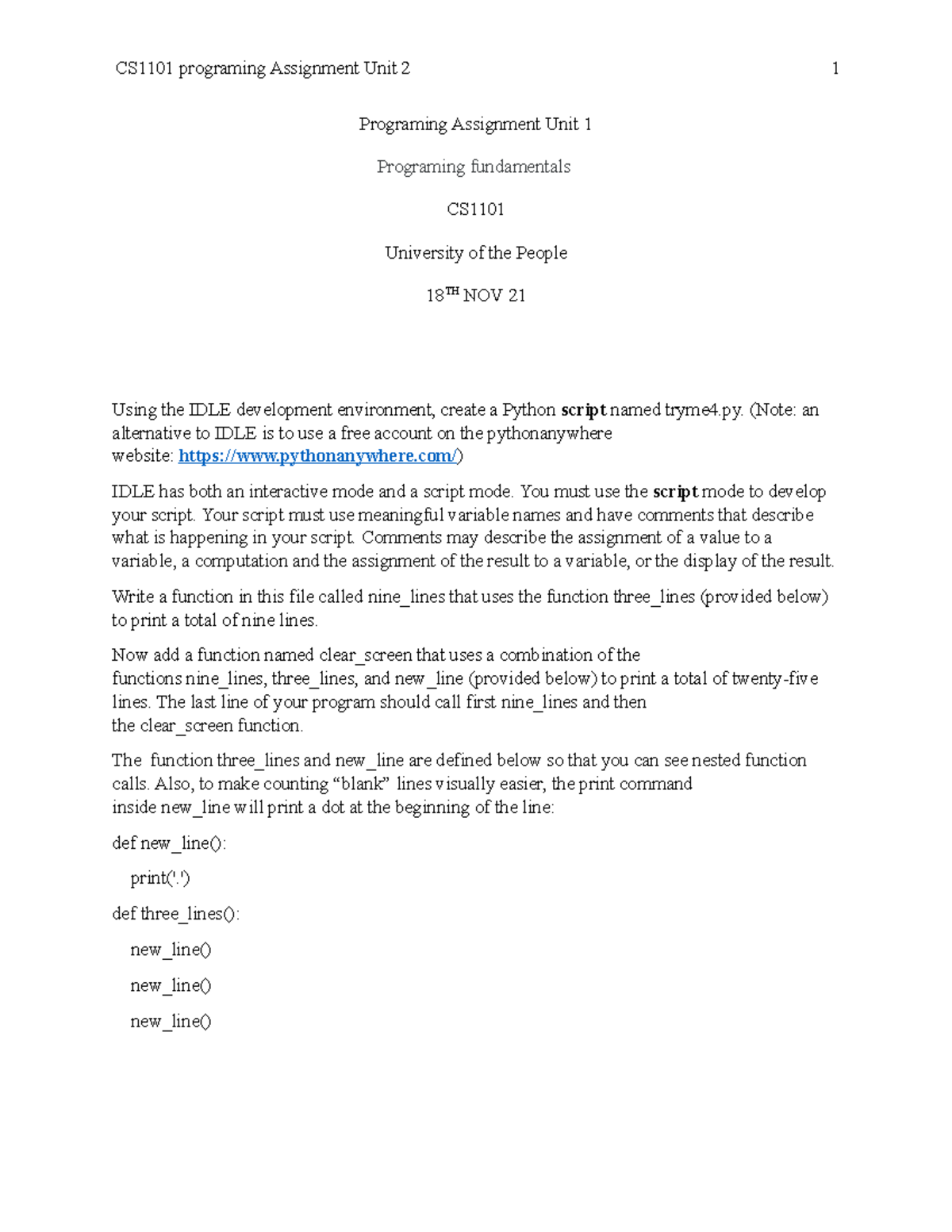 C1101 Programing assignment unit 2 final - Computer science - MUK - Studocu