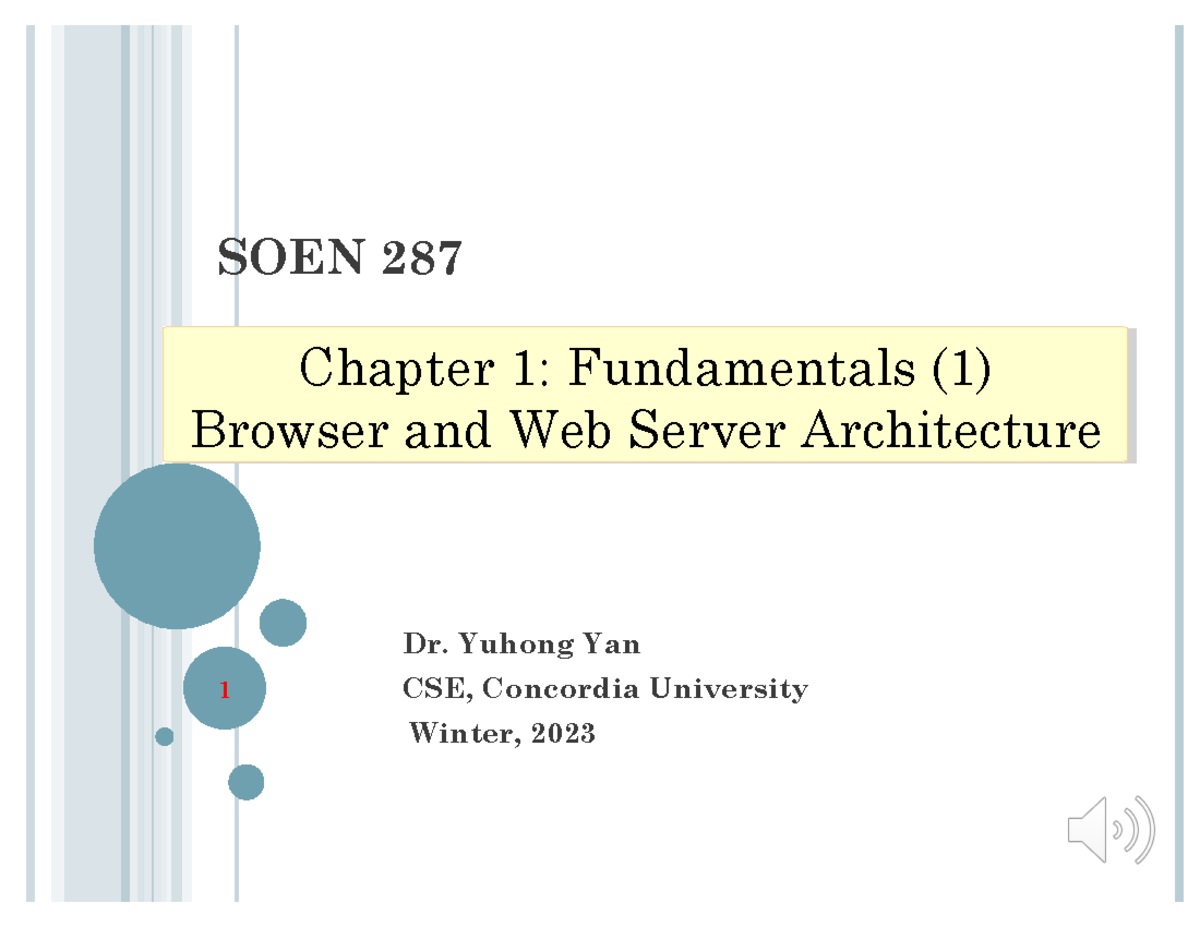 Client server architecture - 1 SOEN 287 Dr. Yuhong Yan CSE, Concordia ...