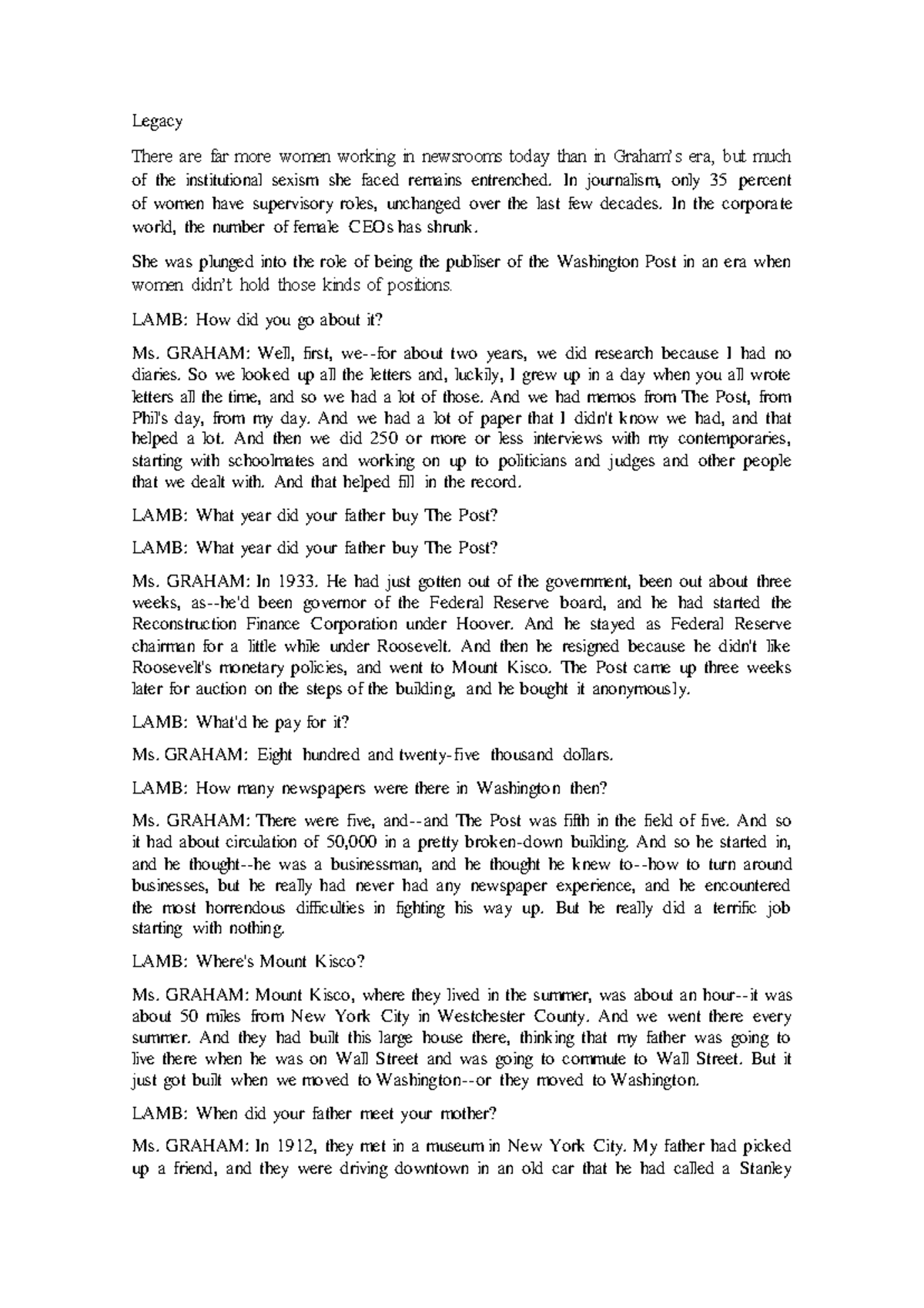 Legacy - EXAMPLES - Legacy There are far more women working in ...