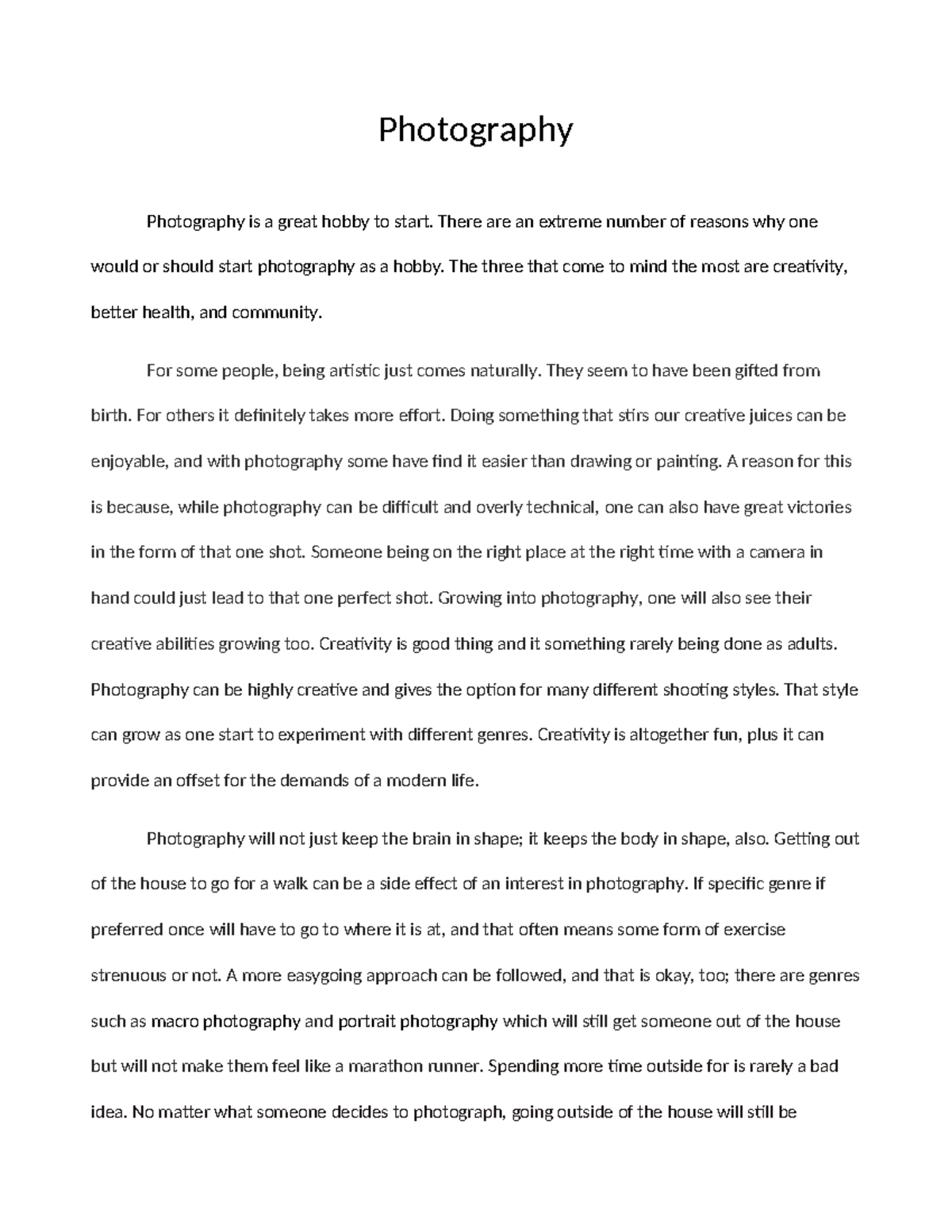 Essay 2 - Eric Williams - Copy - Photography Photography is a great ...