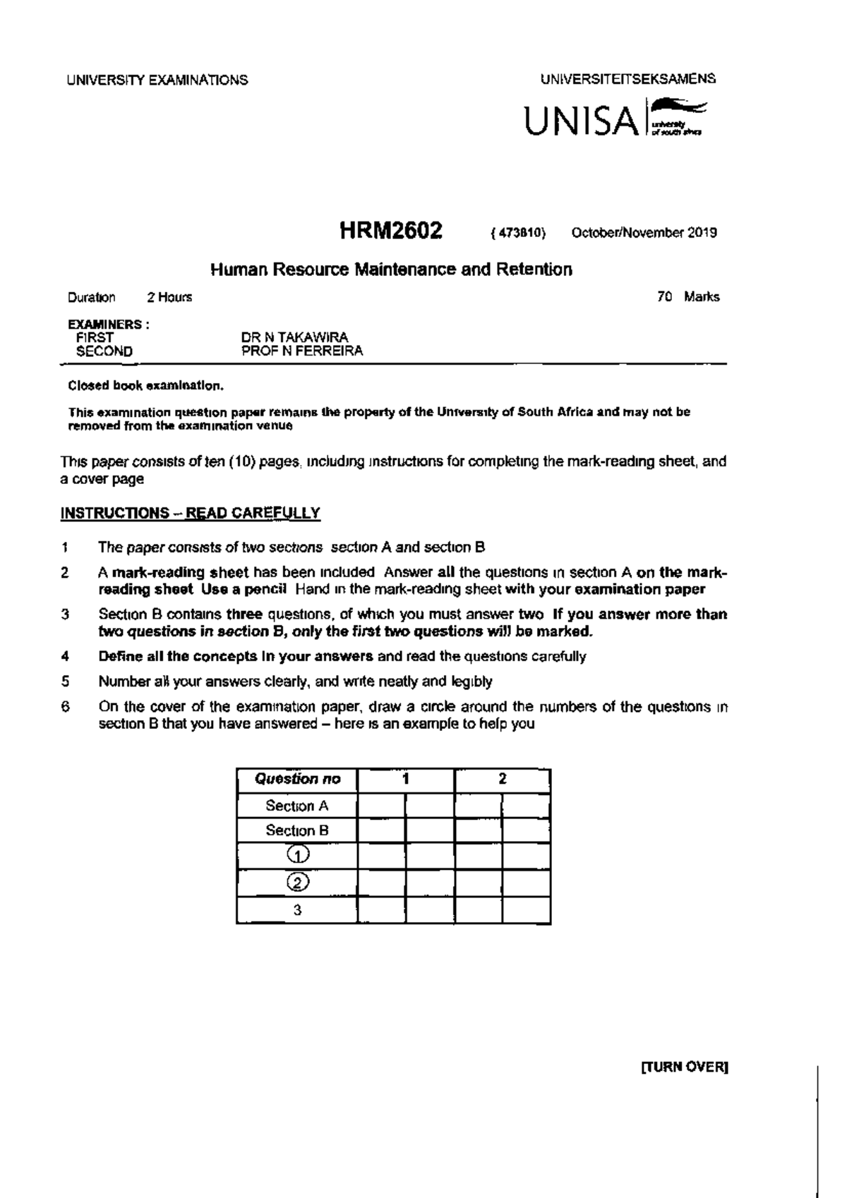 HRM2602- Past Paper - HRM2602 - Studocu
