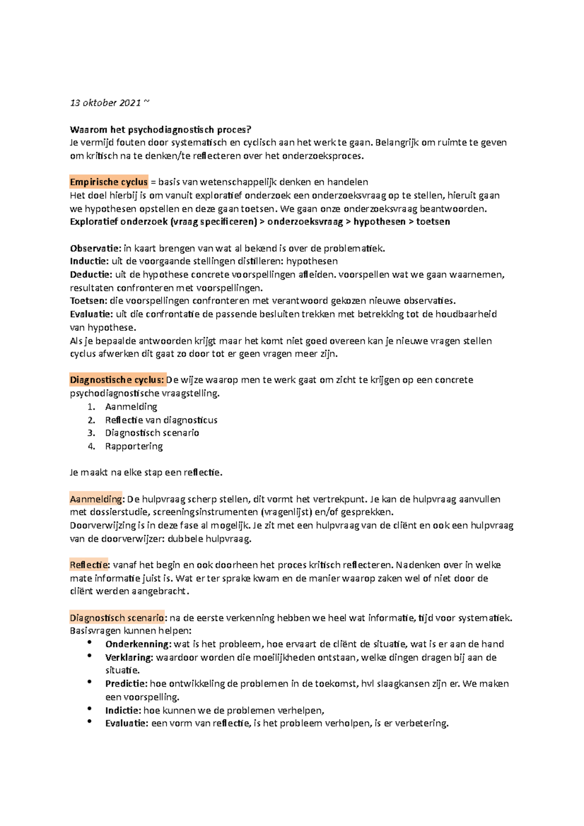 Psychodiagnostisch werken samenvatting semester 1 - Psychodiagnostische Methoden - Studocu