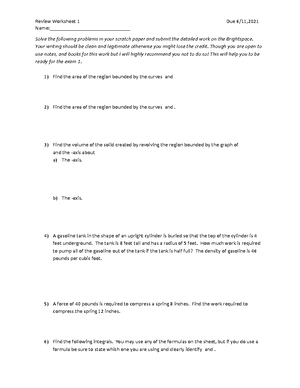 Review Worksheet - Math 1520 Practice Exam 3 Solve the following ...