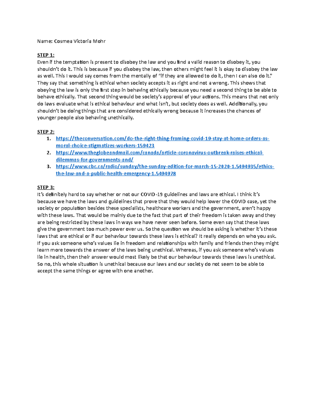 Assignment No 2 - professor: Vincent Maggiore - Name: Cosmea Victoria ...