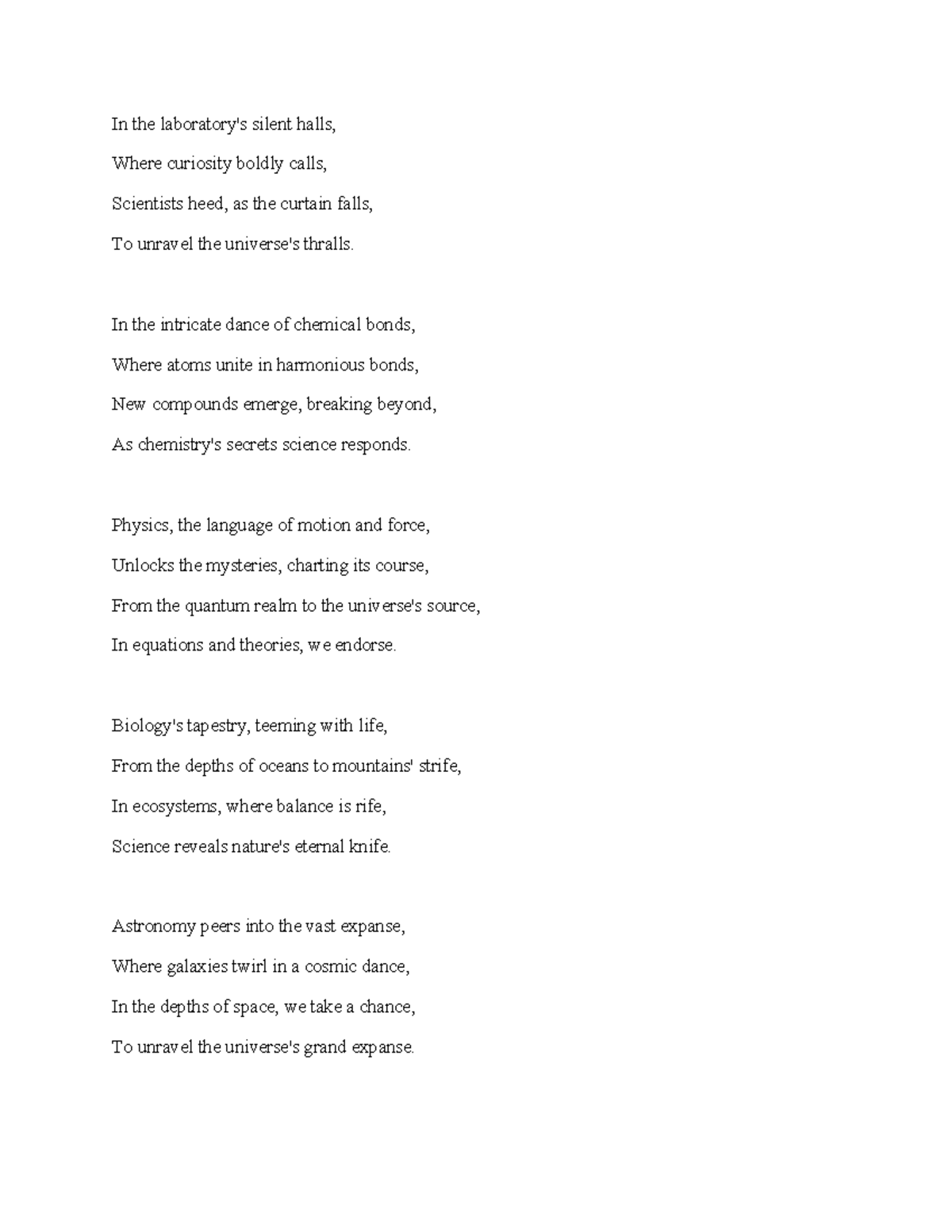 Poem - .edited - poem - In the laboratory's silent halls, Where ...