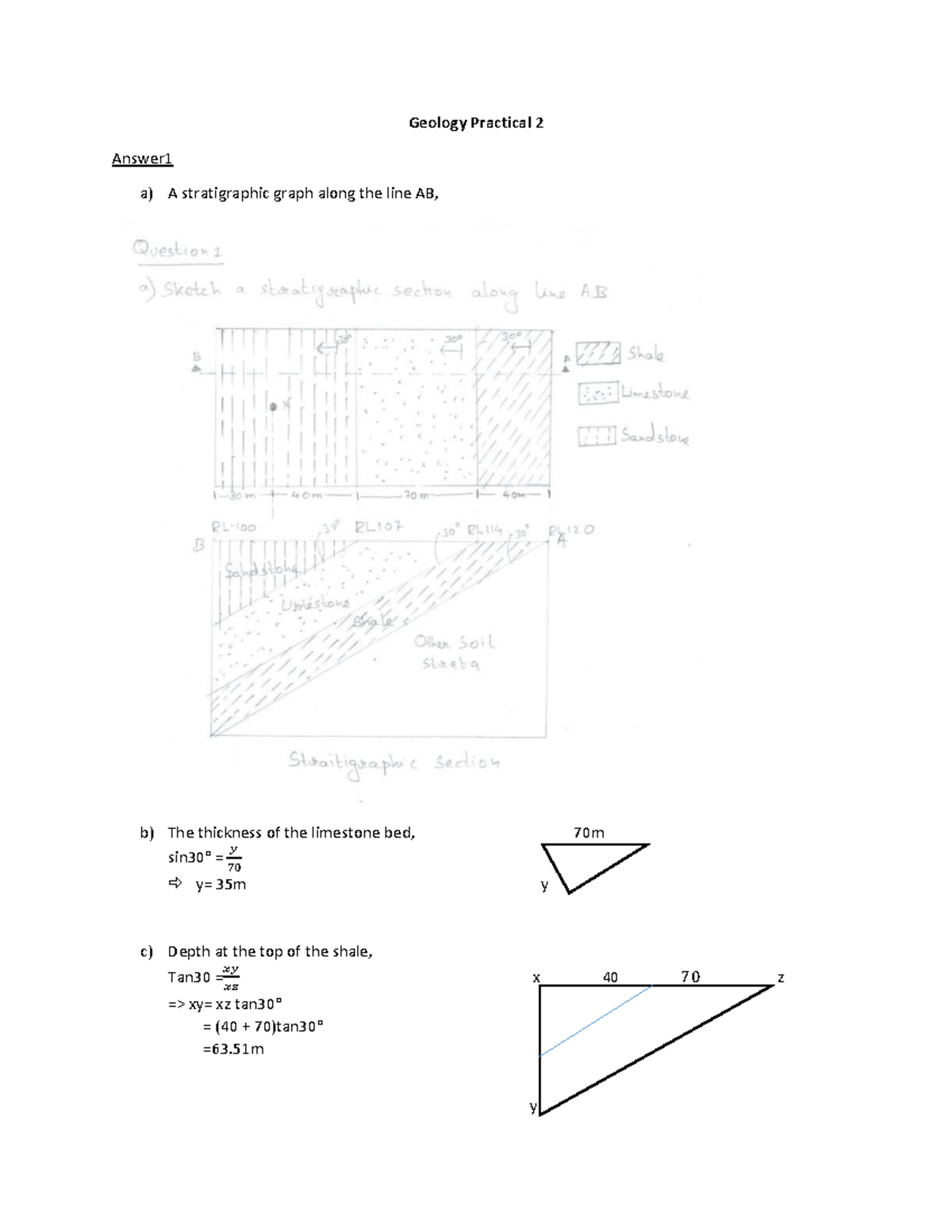 Practical - Geology practical 2 - Geology Practical 2 Answer1 a) A ...