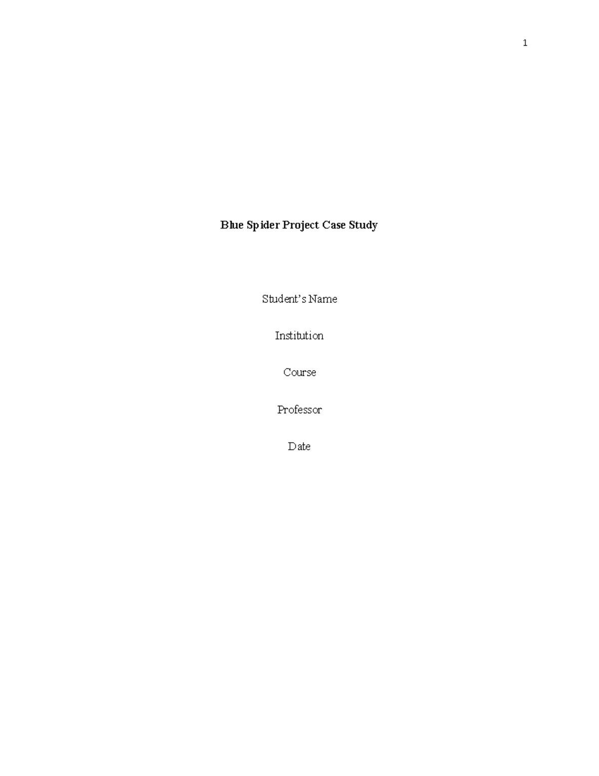 Blue Spider Project Case Study - Blue Spider Project Case Study Student ...