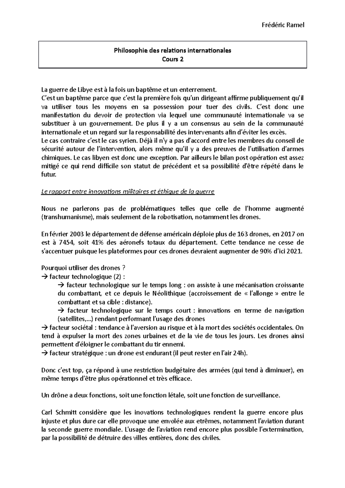 Relations internationales - cours 3 - Frédéric Ramel Philosophie des ...