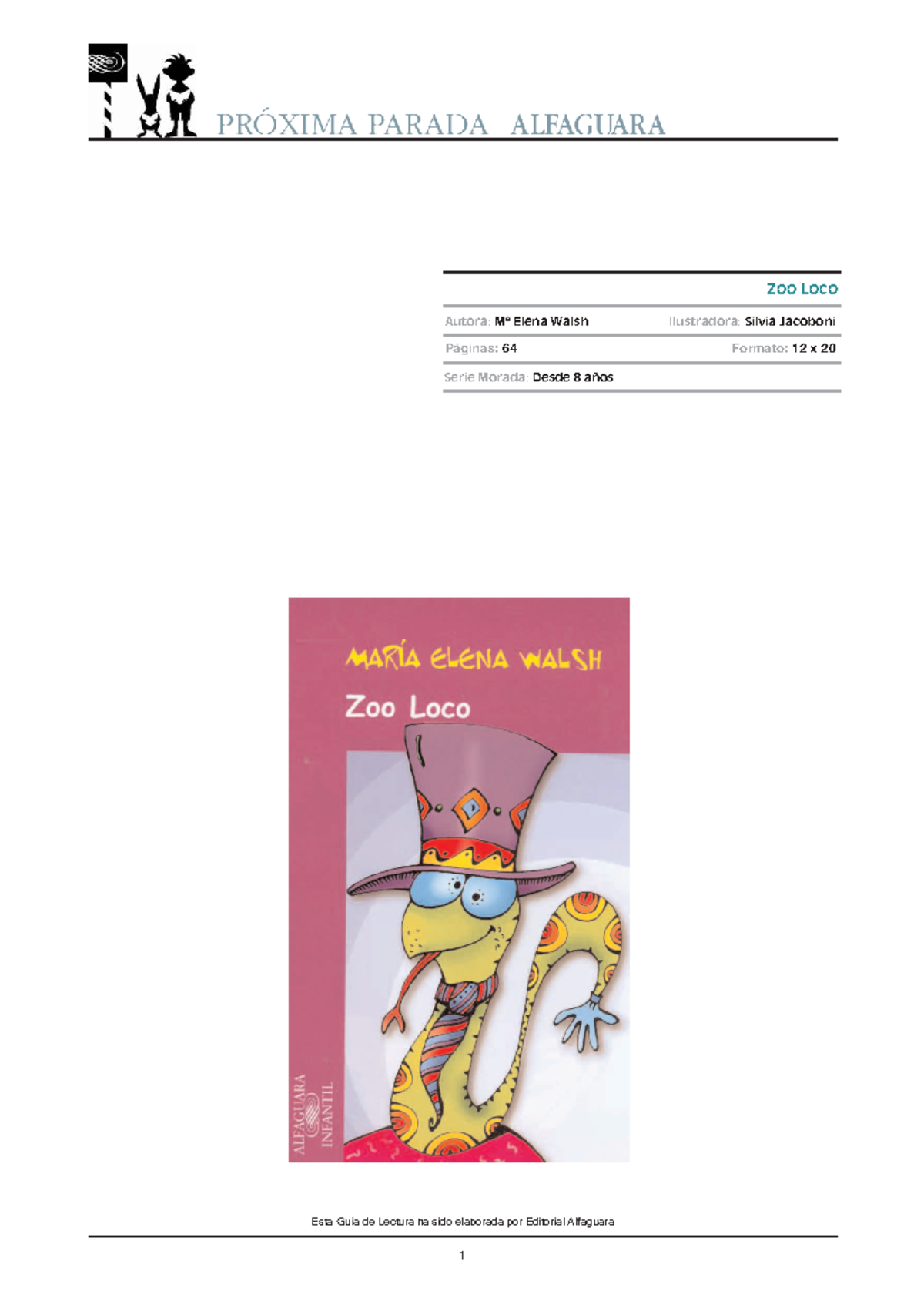 Zooloco Limericks Maria Elena Walsh - Esta Guía de Lectura ha sido elaborada por Editorial ...