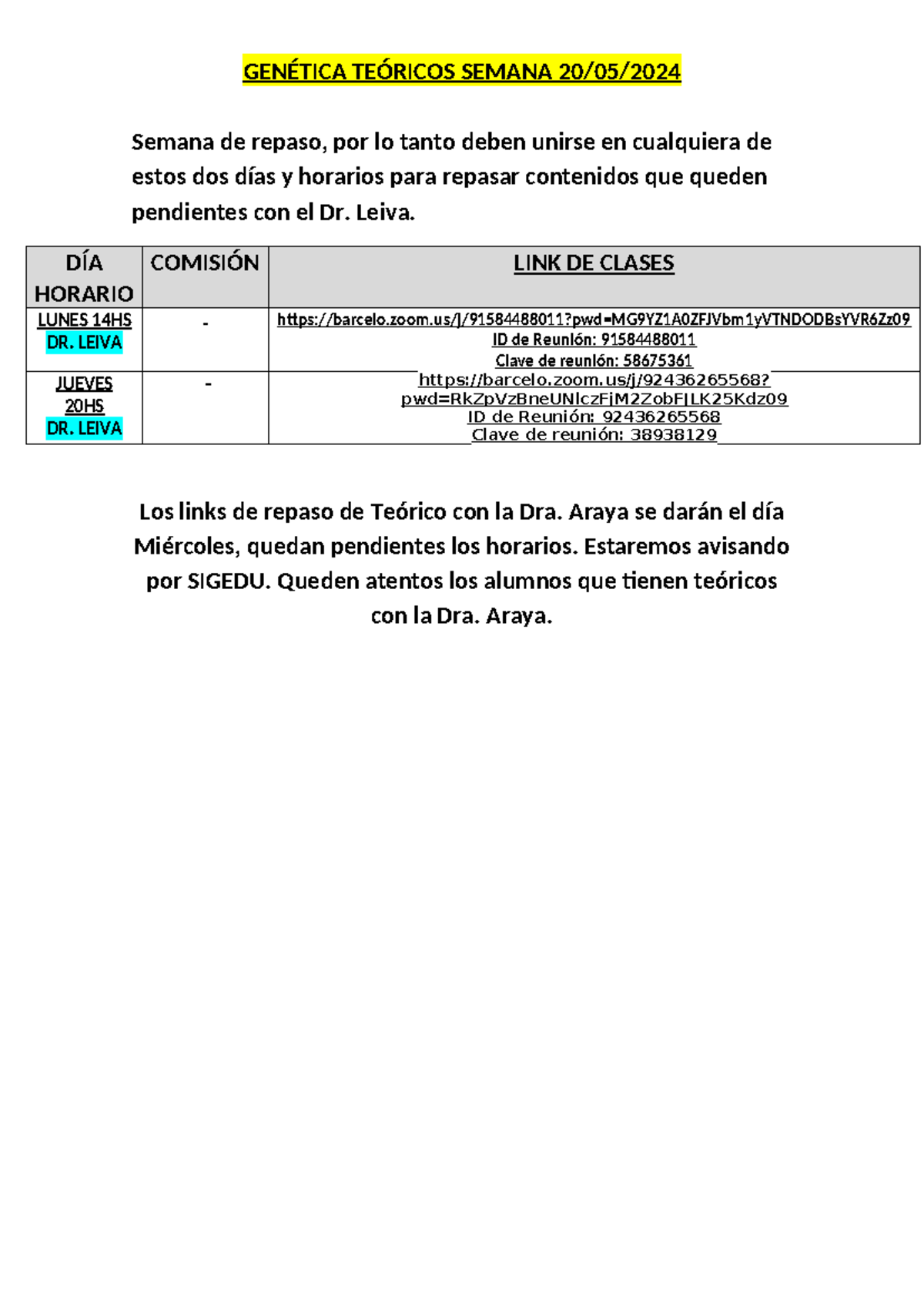 Genética Teórico Links- Semana 20-05-2024 - GENÉTICA TEÓRICOS SEMANA 20 ...